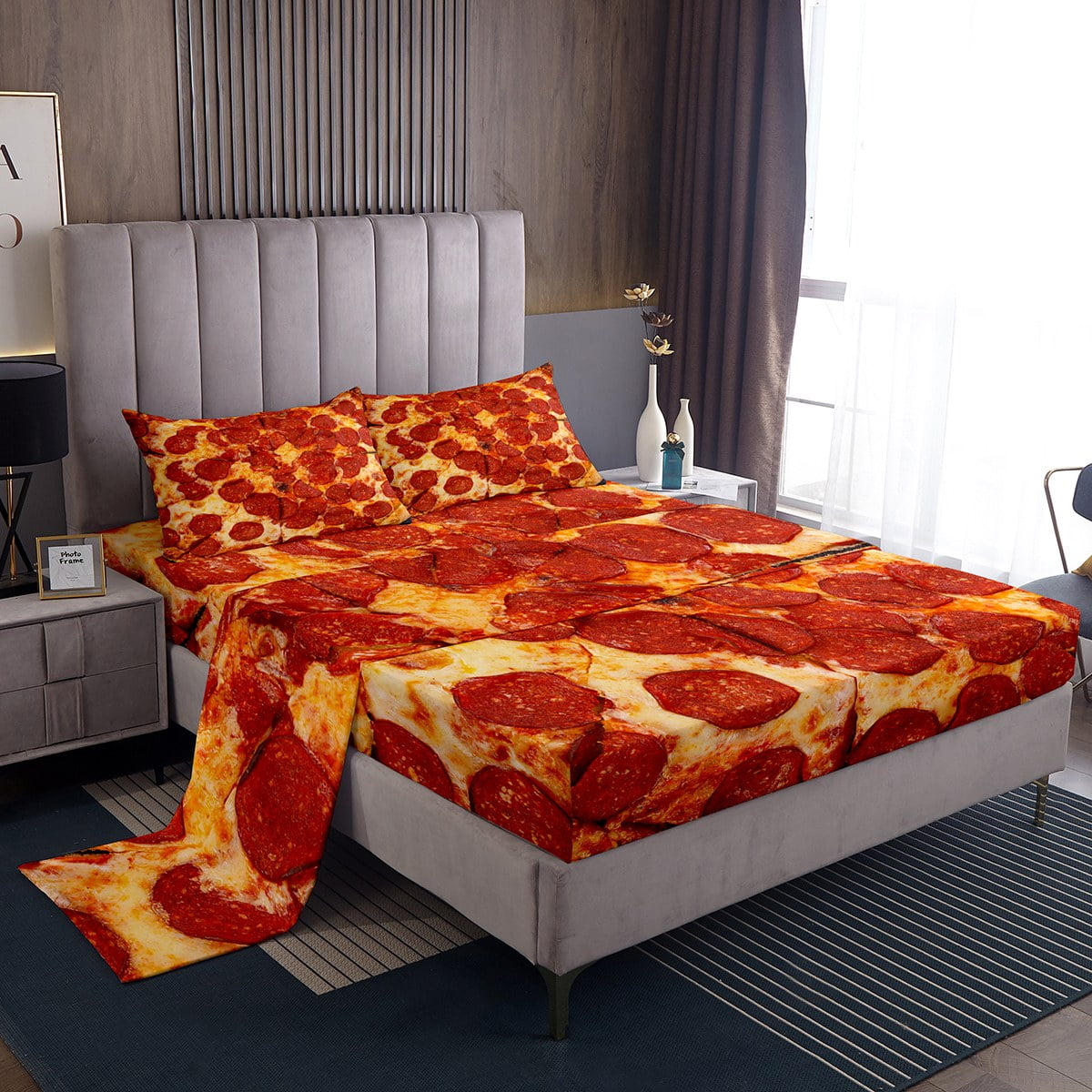 Erosebridal Pizza Bed Sheets Queen Adults,Realistic Funny Food Sheet ...