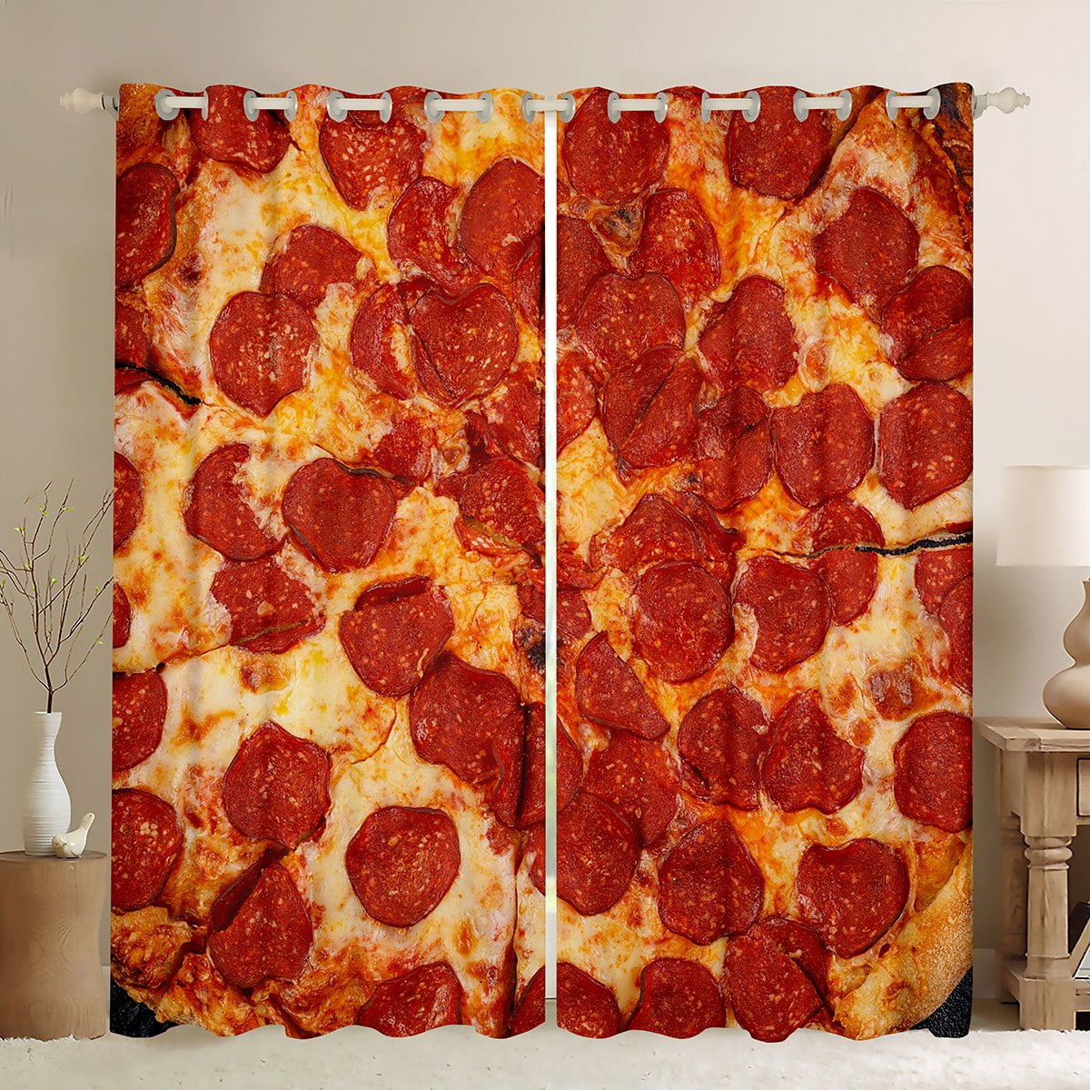 YST Pizza Curtains & Drapes for Kids Adults,Realistic Funny Food ...