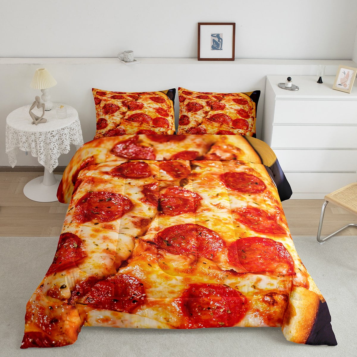 Erosebridal Pizza Queen Bedding Set,Pepperoni Pizza Comforter Set ...