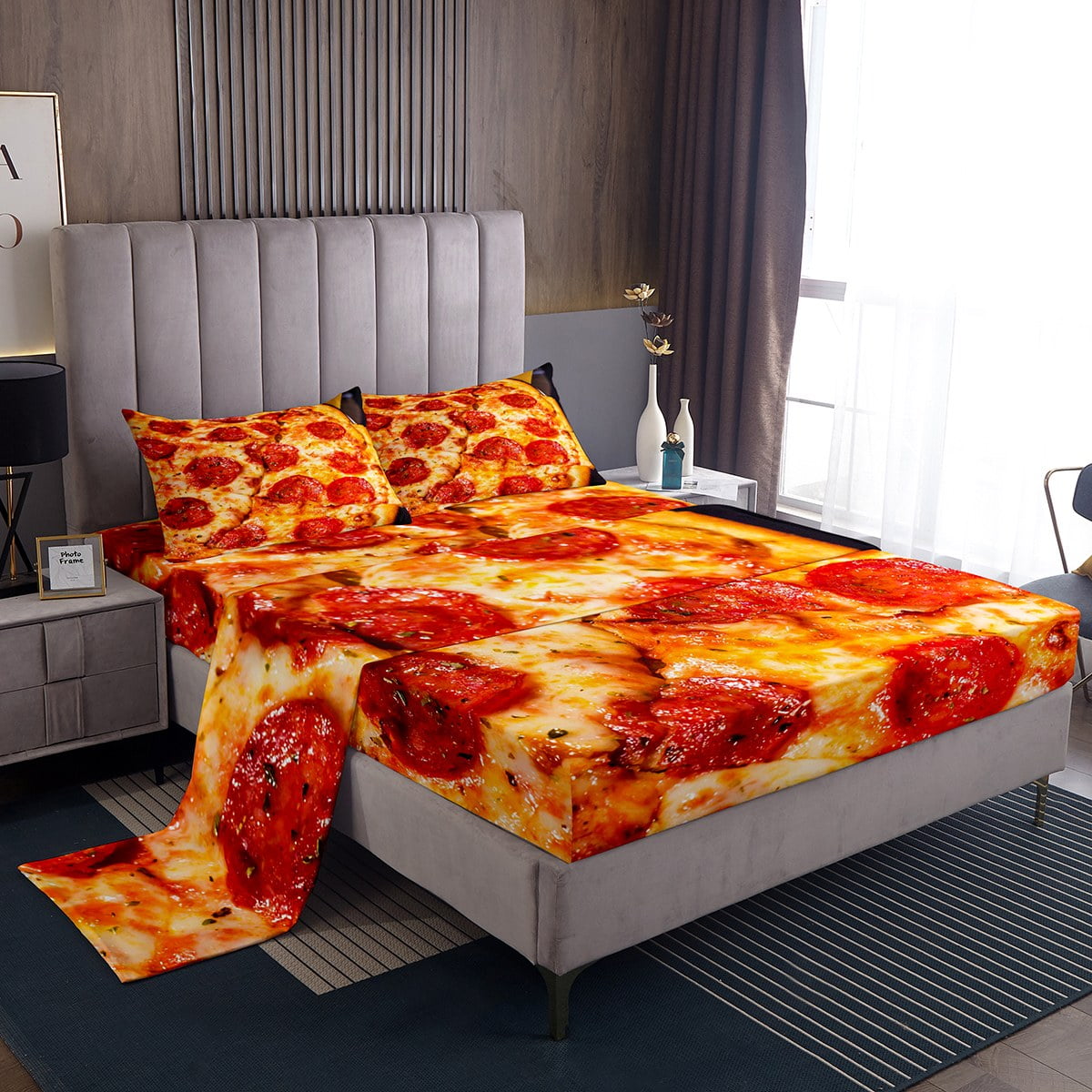 Pizza Queen Sheet Set ,Pepperoni Pizza Bed Sheets Adults,Fast Food ...