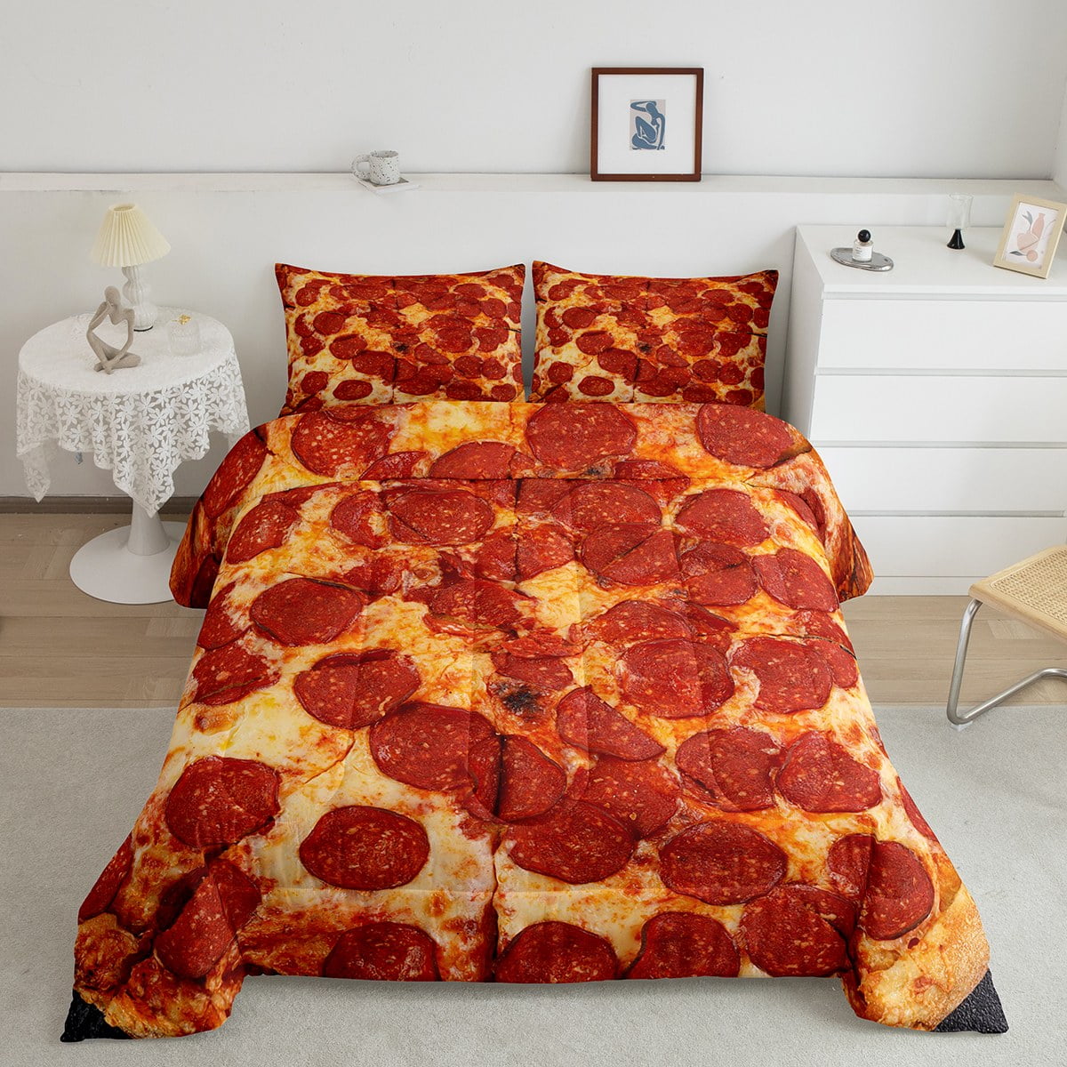 YST Pizza Twin Comforter Set for Kids Adults,Realistic Funny Food ...