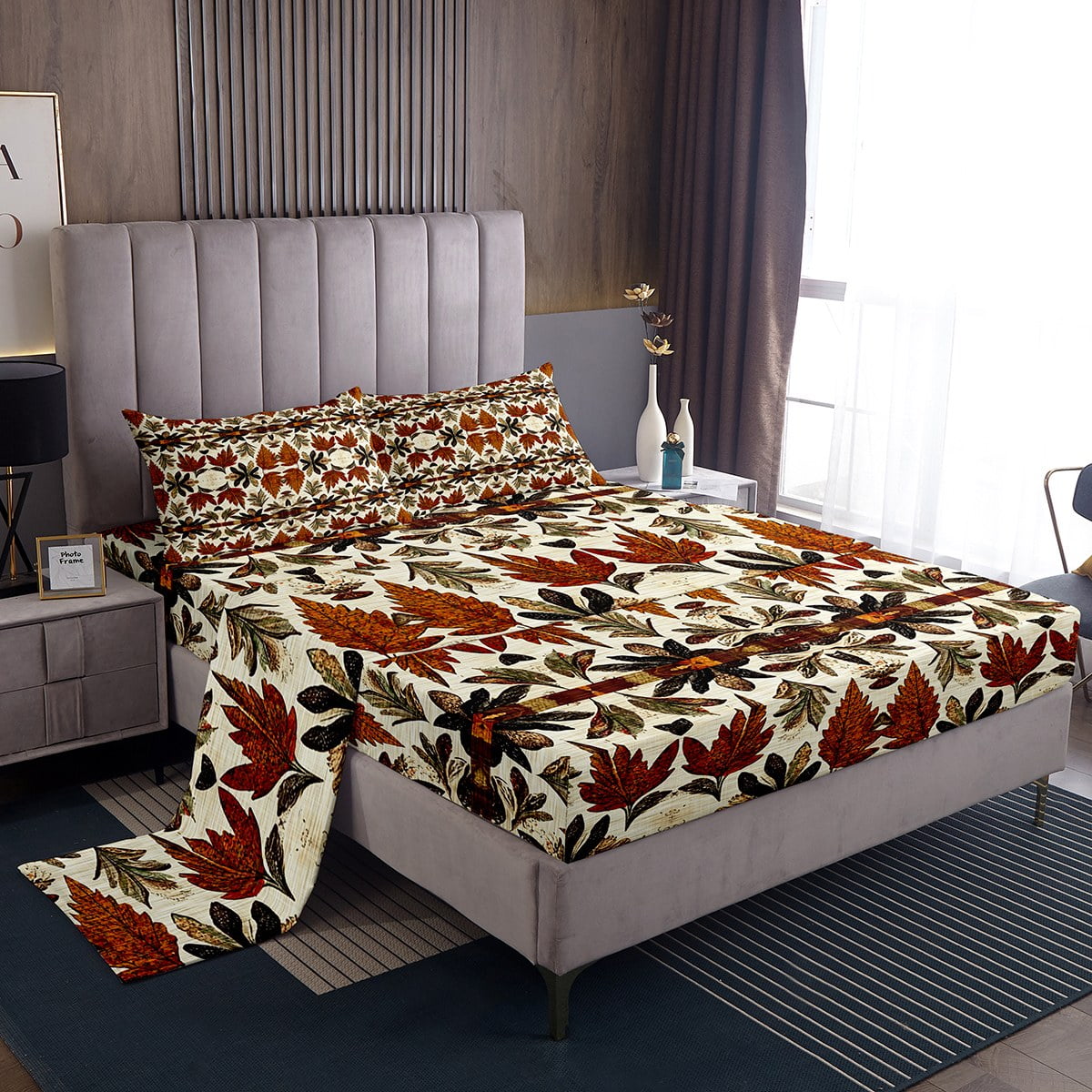 Erosebridal Plaid Pumpkin Bed Sheets Twin Rustic Farmhouse Fall Sheet ...