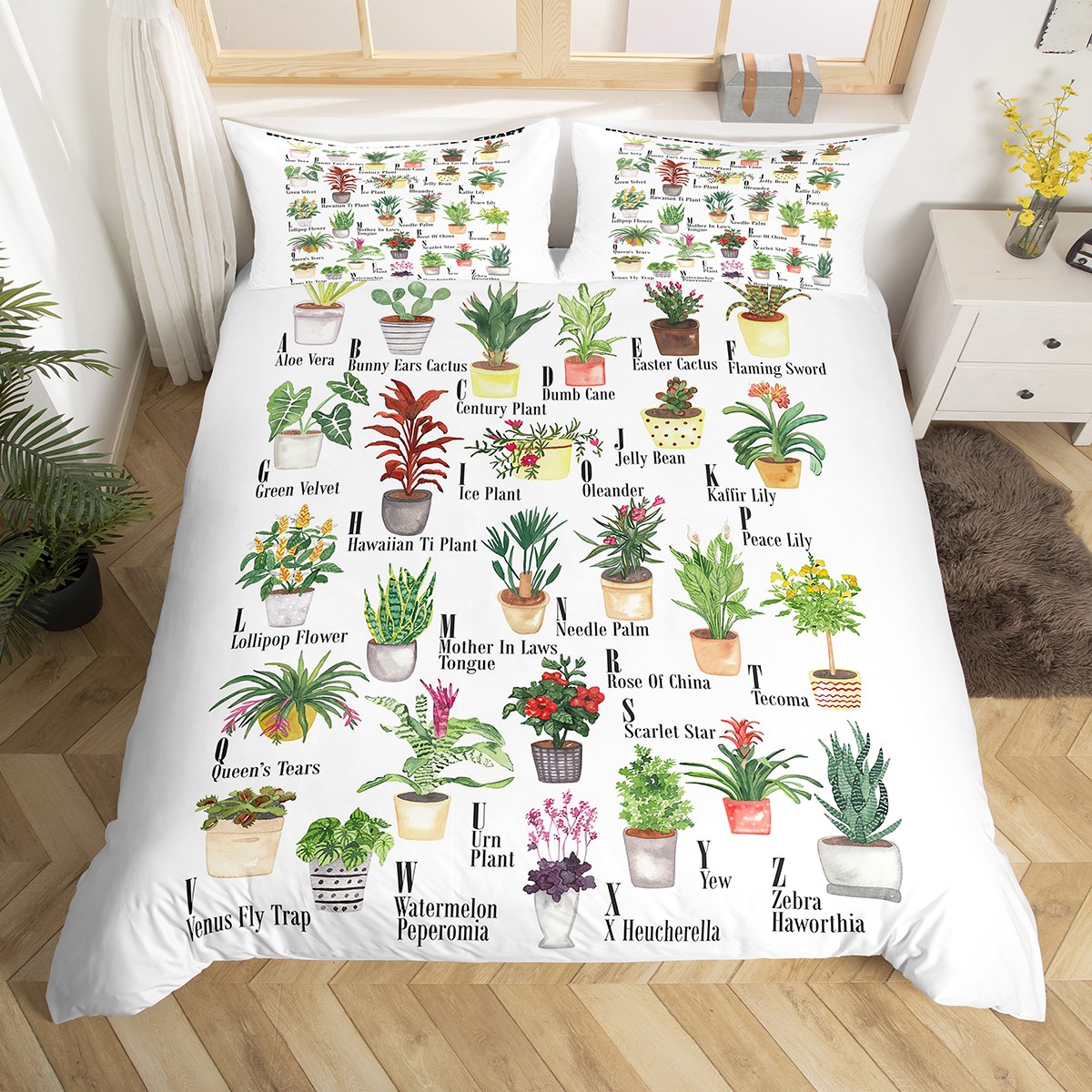YST Plant Alphabet Duvet Cover Twin Size Kids Cartoon Bedding Set For ...