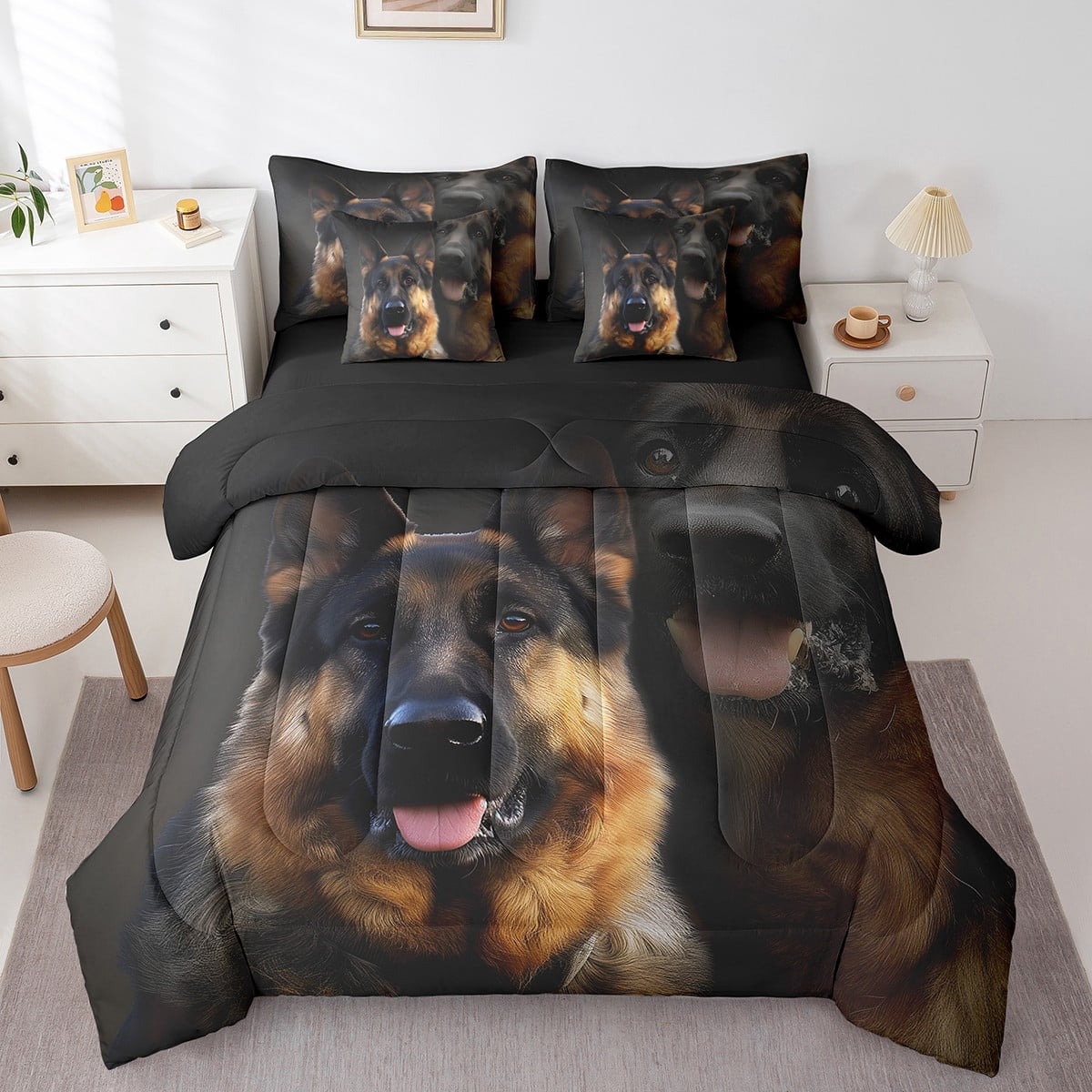 Police Dog Bed In A Bag Queen German Shepherd Comforter Set 7 Piece ...