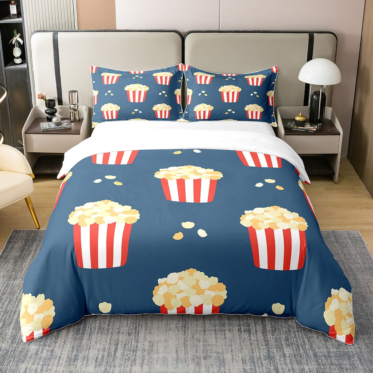 YST Popcorn 100% Cotton Bedding Set Cartoon Delicious Popcorn Duvet ...