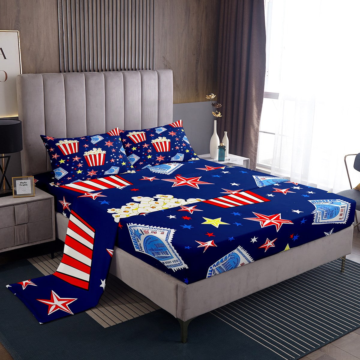 YST Popcorn Bed Sheets,Movie Theater Food Sheet Set For All Season ...