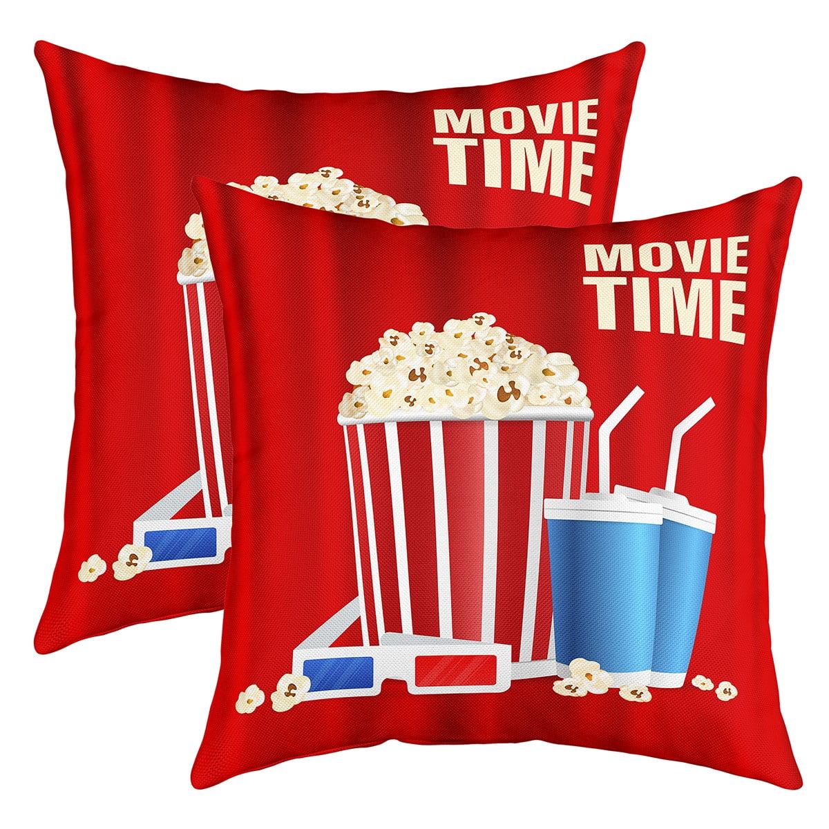 YST Popcorn Cola Cushion Covers 20x20 inch set of 2 Movie Theater Theme ...
