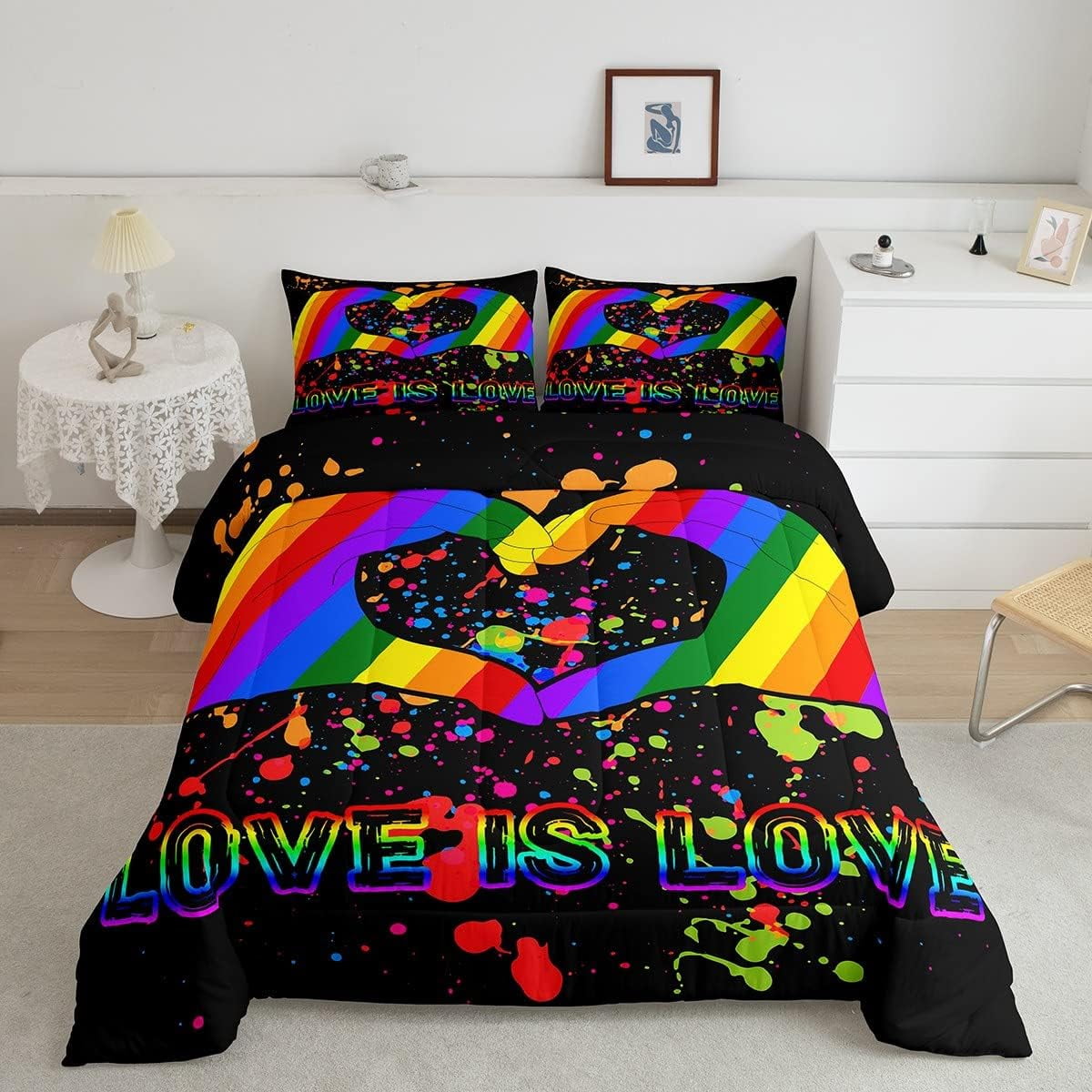 YST Pride Bedding Sets,LGBT Gay Pride Comforter Set,Rainbow Tie Dye ...