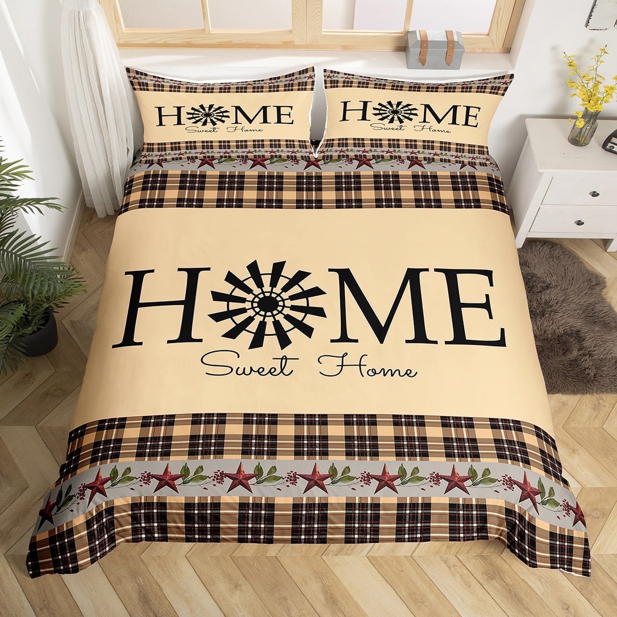 Erosebridal Primitive Country Farmhouse Duvet Cover,Windmill Decor ...