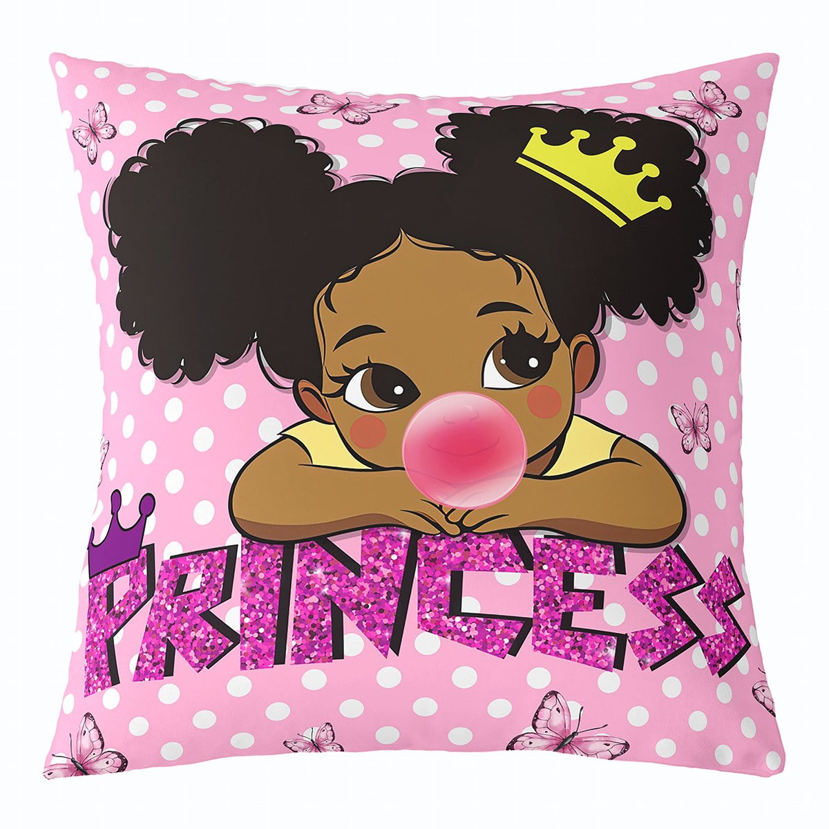 Princess Throw Pillow Cover ,18x18 inch set of 1 Cushion Cover ,Happy ...