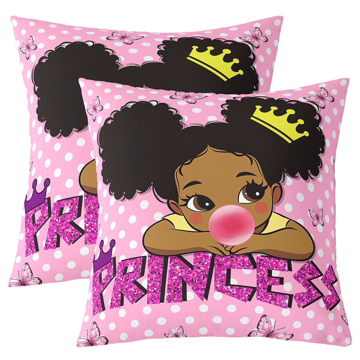 Princess Throw Pillow Covers ,16x16 inch set of 2 Pillow Covers,Happy ...