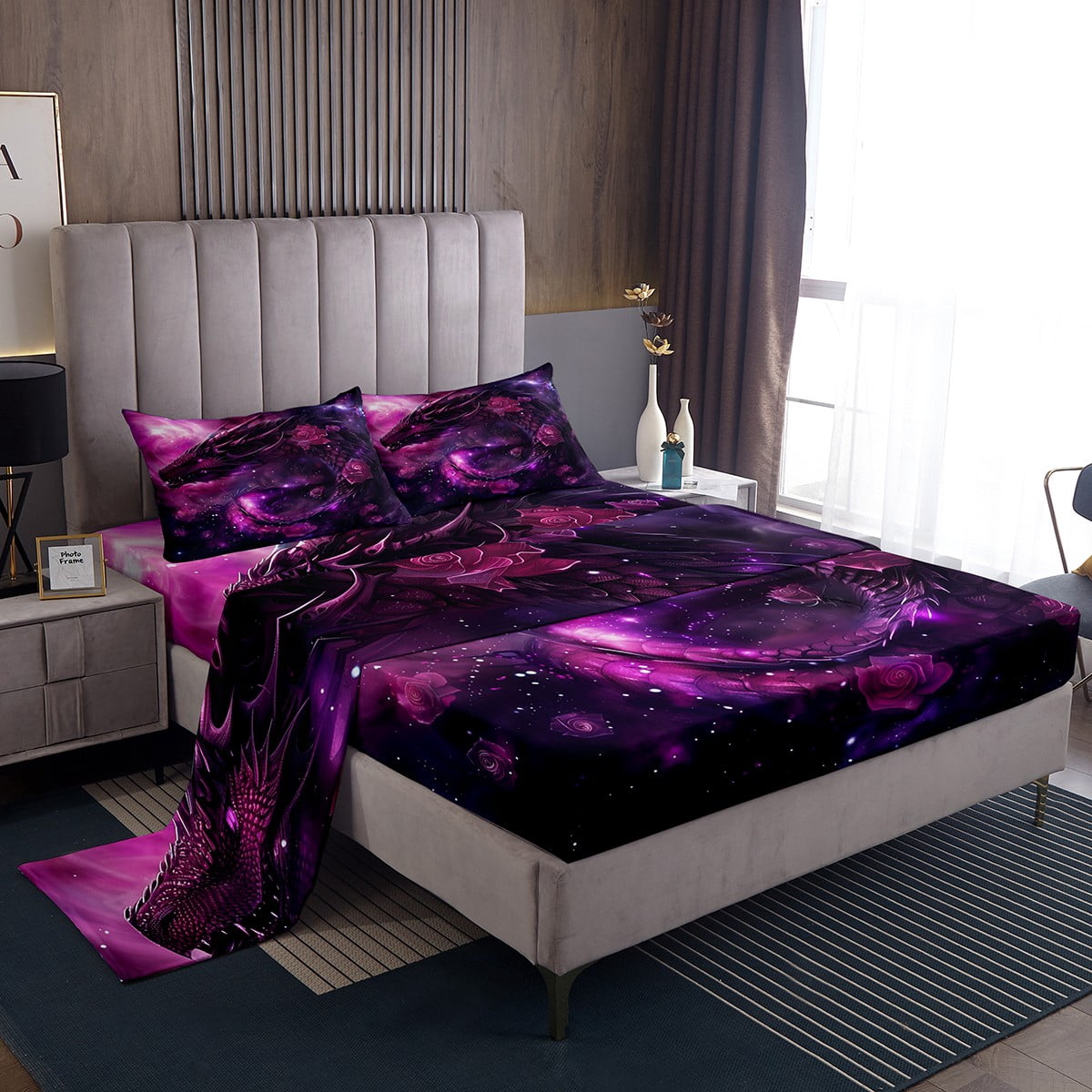 YST Psychedelic Galaxy Bed Set For Kids Boys Girls,Magic Dragon Fitted ...