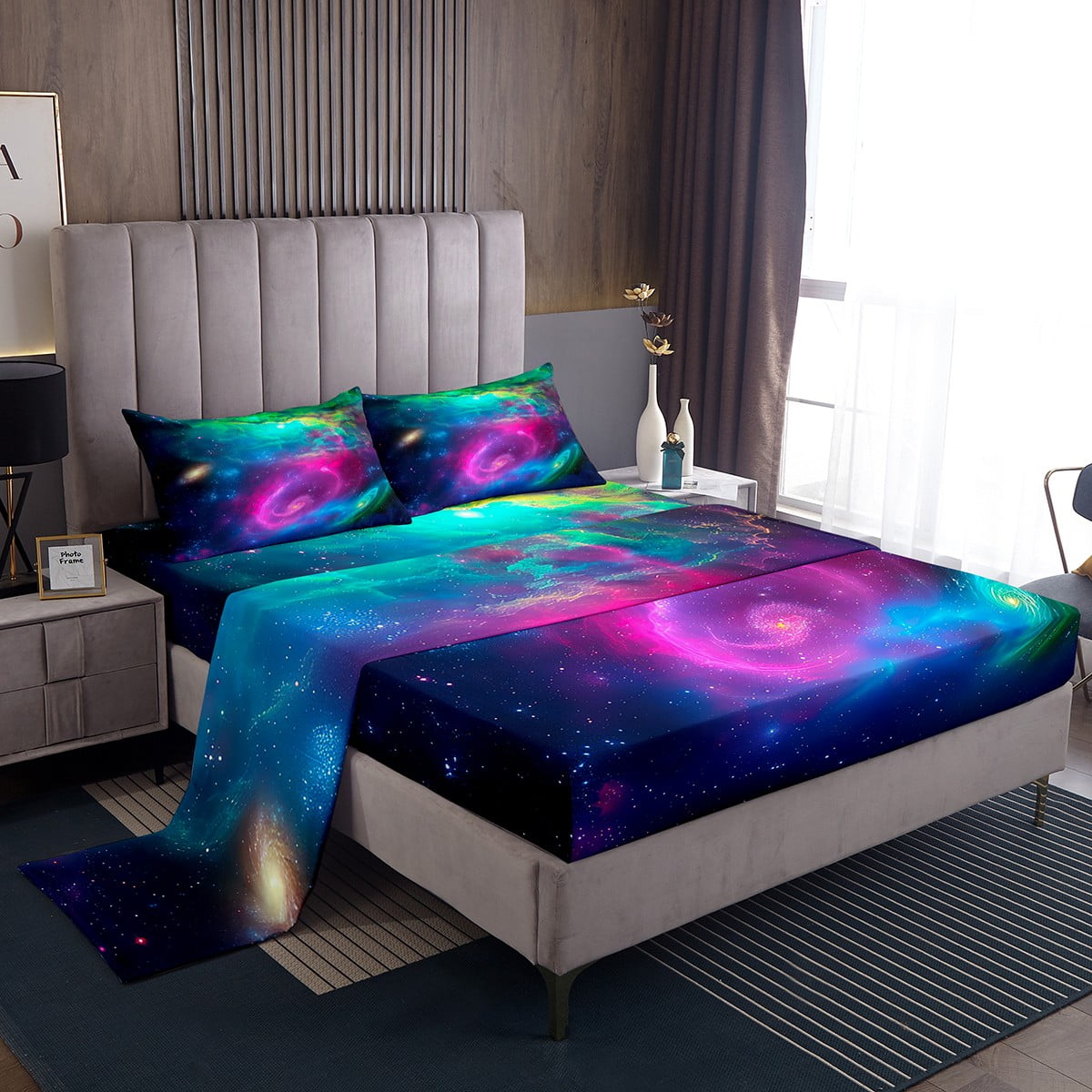 YST Psychedelic Galaxy Twin Sheets Trippy Nebula Celestial Bed Set, Outer Space Universe Bed ...
