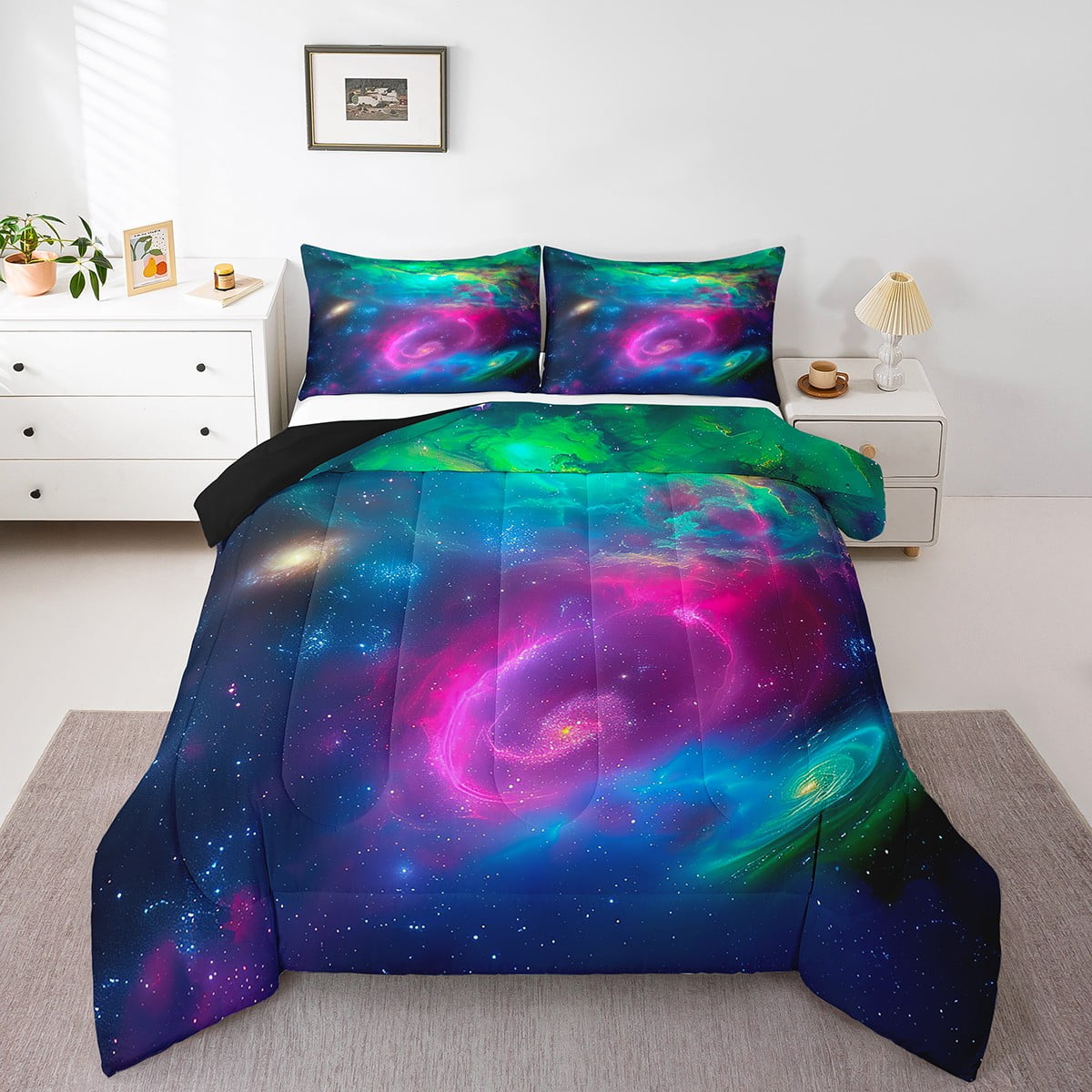 YST Psychedelic Galaxy Twin Size Comforter Set Trippy Nebula Celestial ...