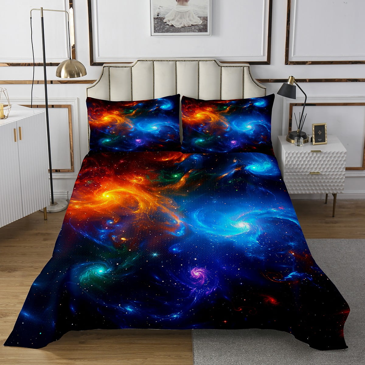 YST Psychedelic Nebula Coverlet Queen Size Trippy Cosmos Stars Bedding ...