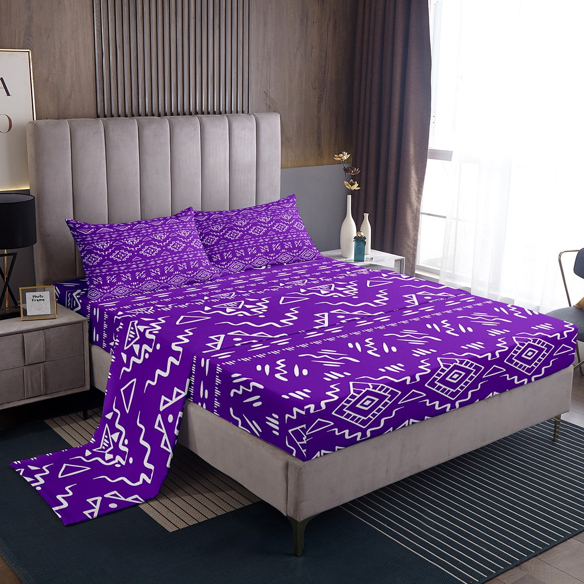 Erosebridal Purple Aztec Bed Sheets Twin Women Western Boho Sheet Set ...