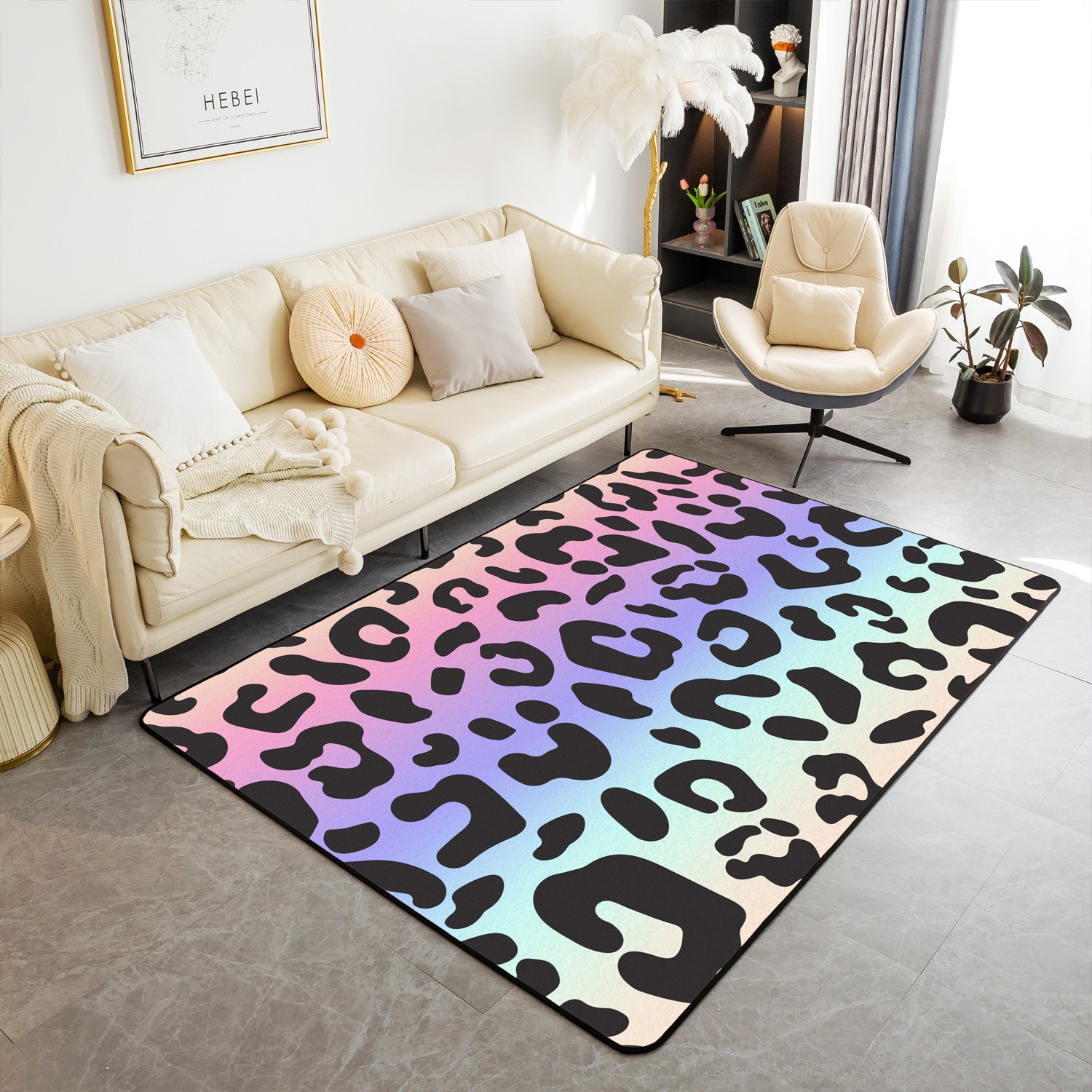 Erosebridal Purple Blue Pink Cheetah Print Area Rug ,Leopard Carpet 3x5 ...