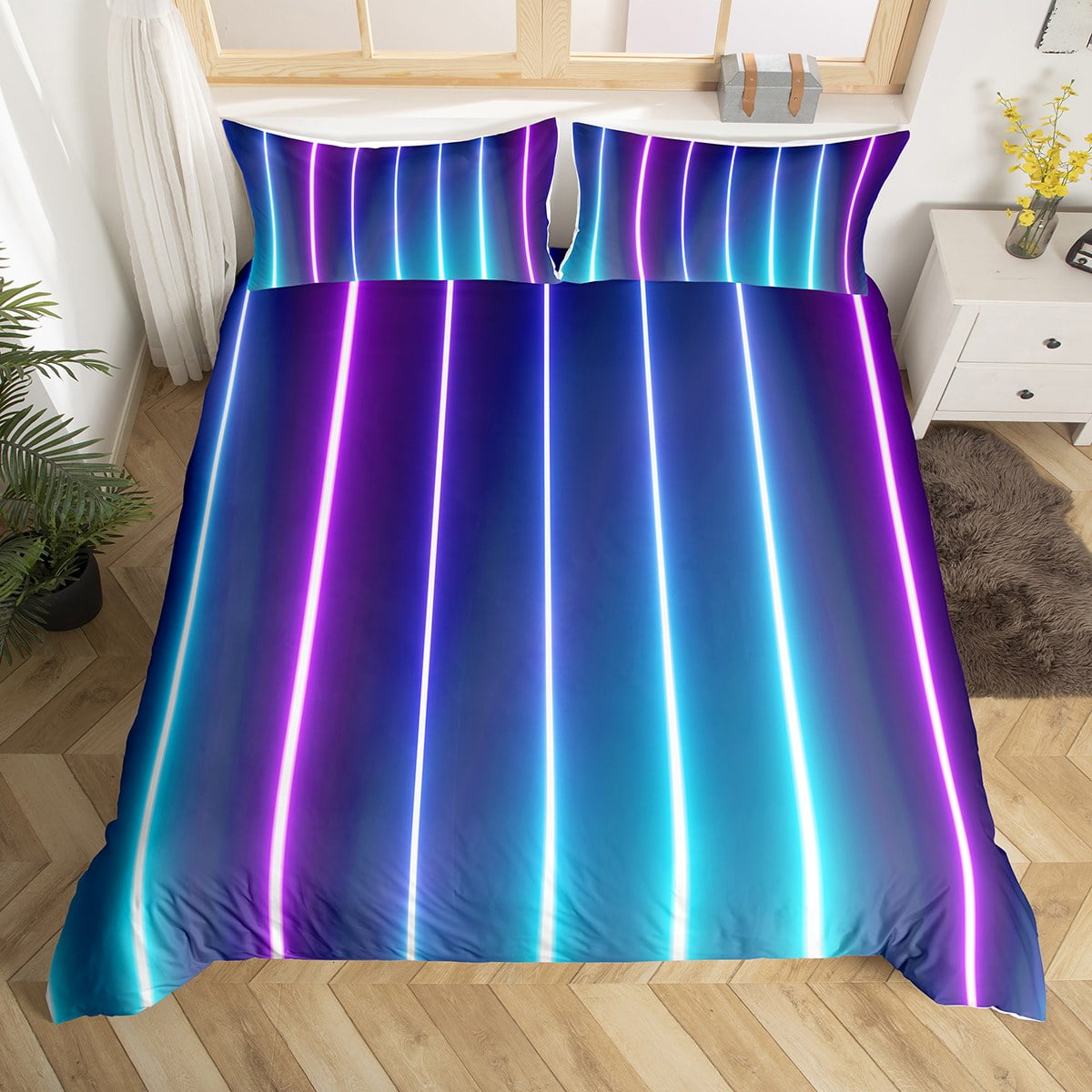 Erosebridal Purple Blue Teal Duvet Cover King Ombre Abstract Art ...