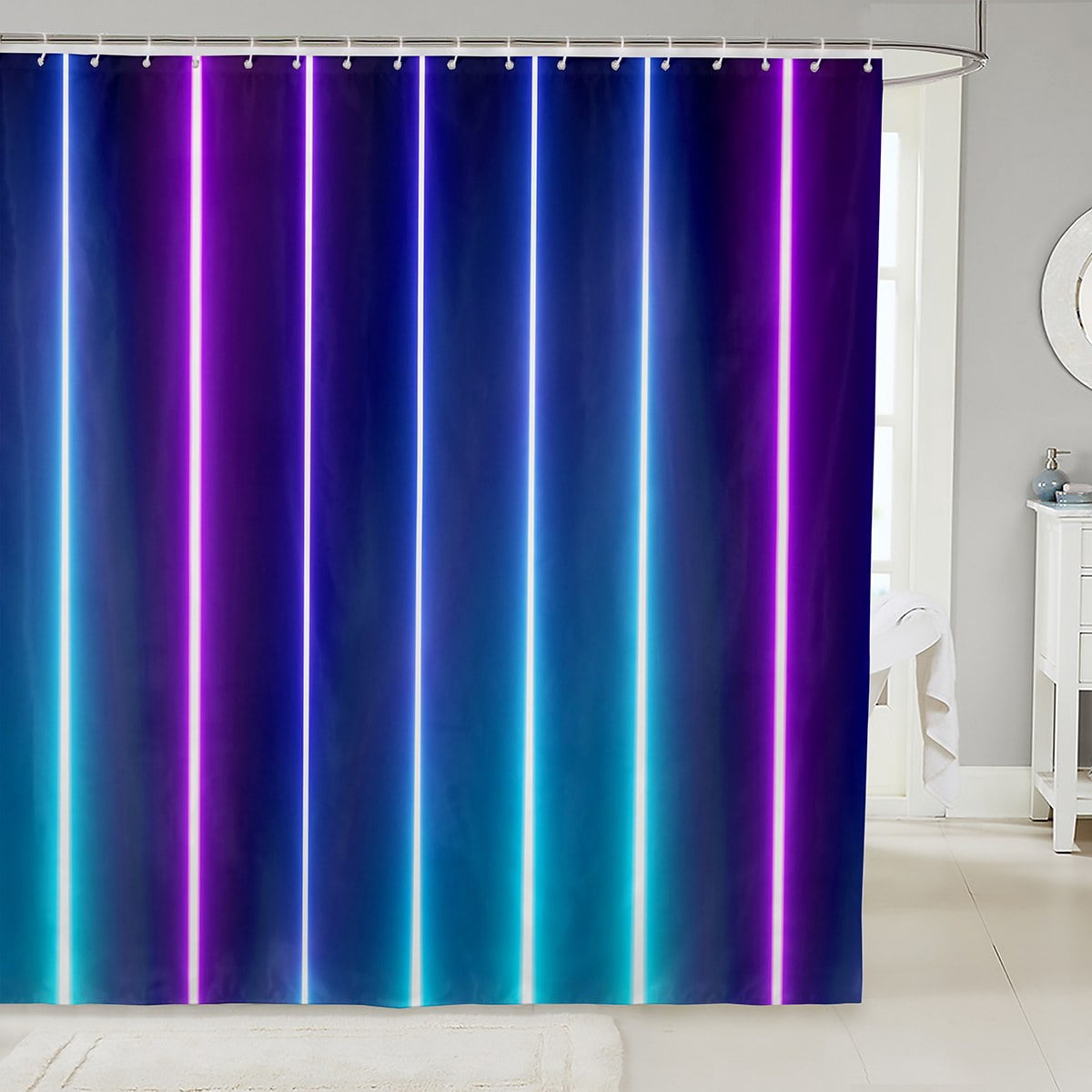 Purple Blue Teal Shower Curtain Ombre Abstract Art Bathroom Curtains ...