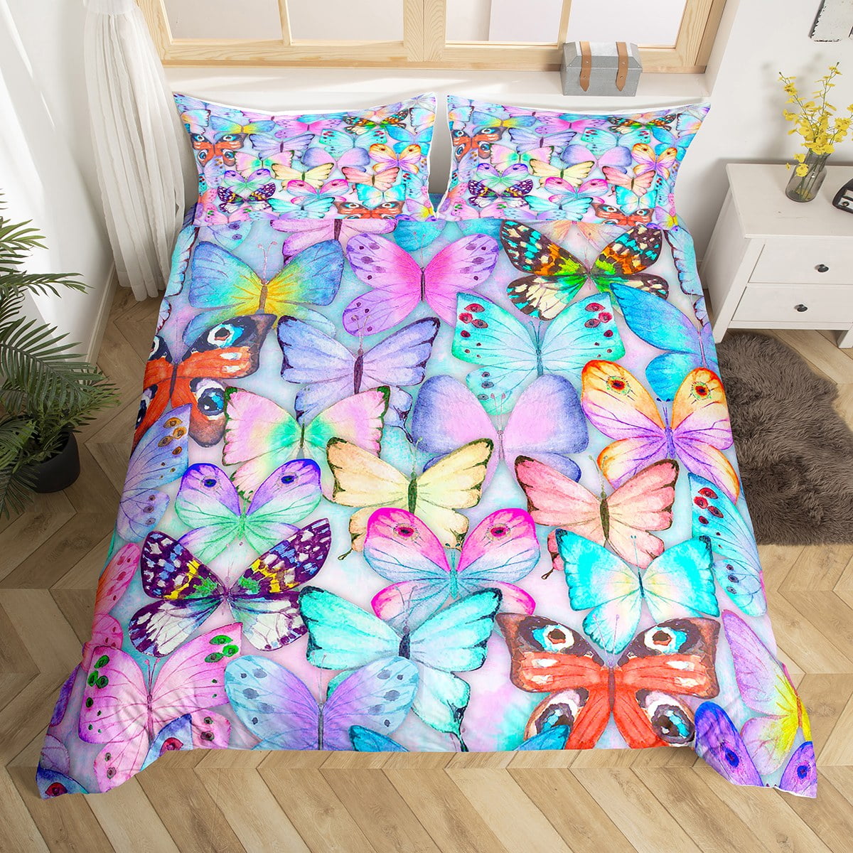 Erosebridal Purple Butterfly Bed Set Women Wild Animal Duvet Cover ...