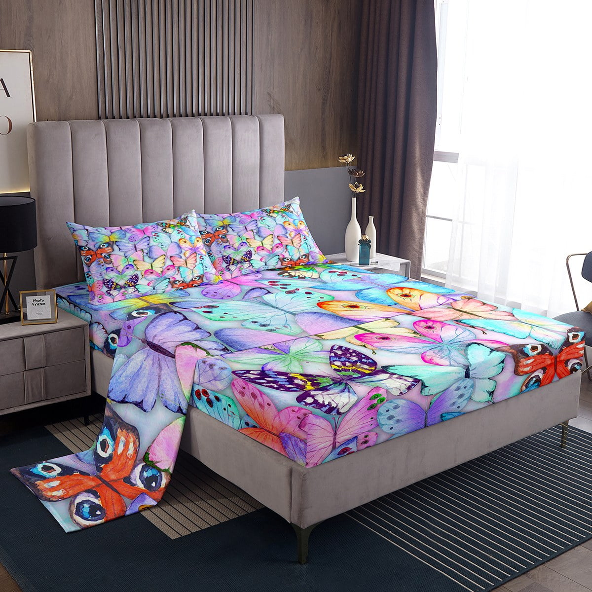 Purple Butterfly Twin Sheet Set Women Wild Animal Sheets, Rainbow Tie ...