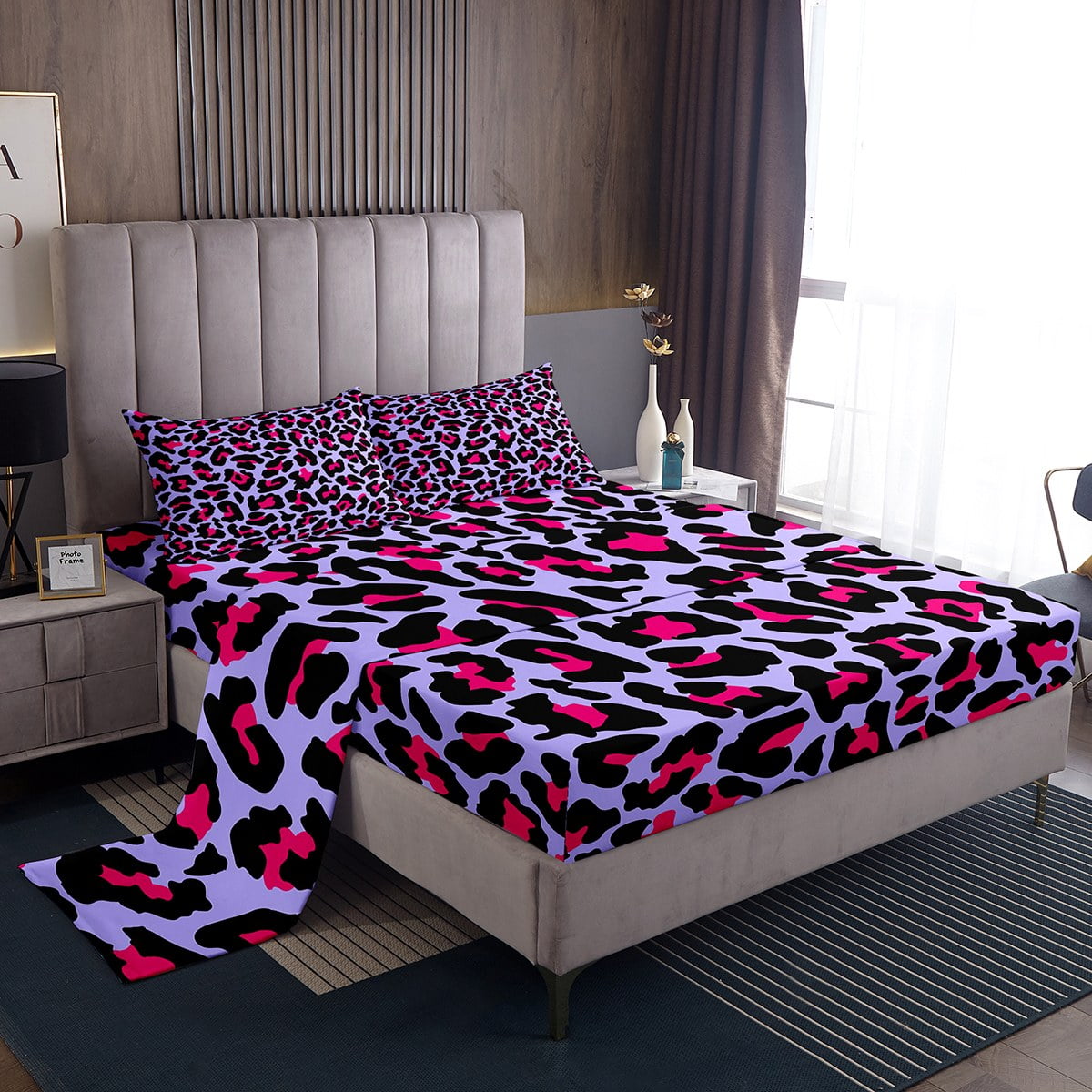 Purple Cheetah Print Queen Sheet Set Pink Animal Print Sheets, Safari ...