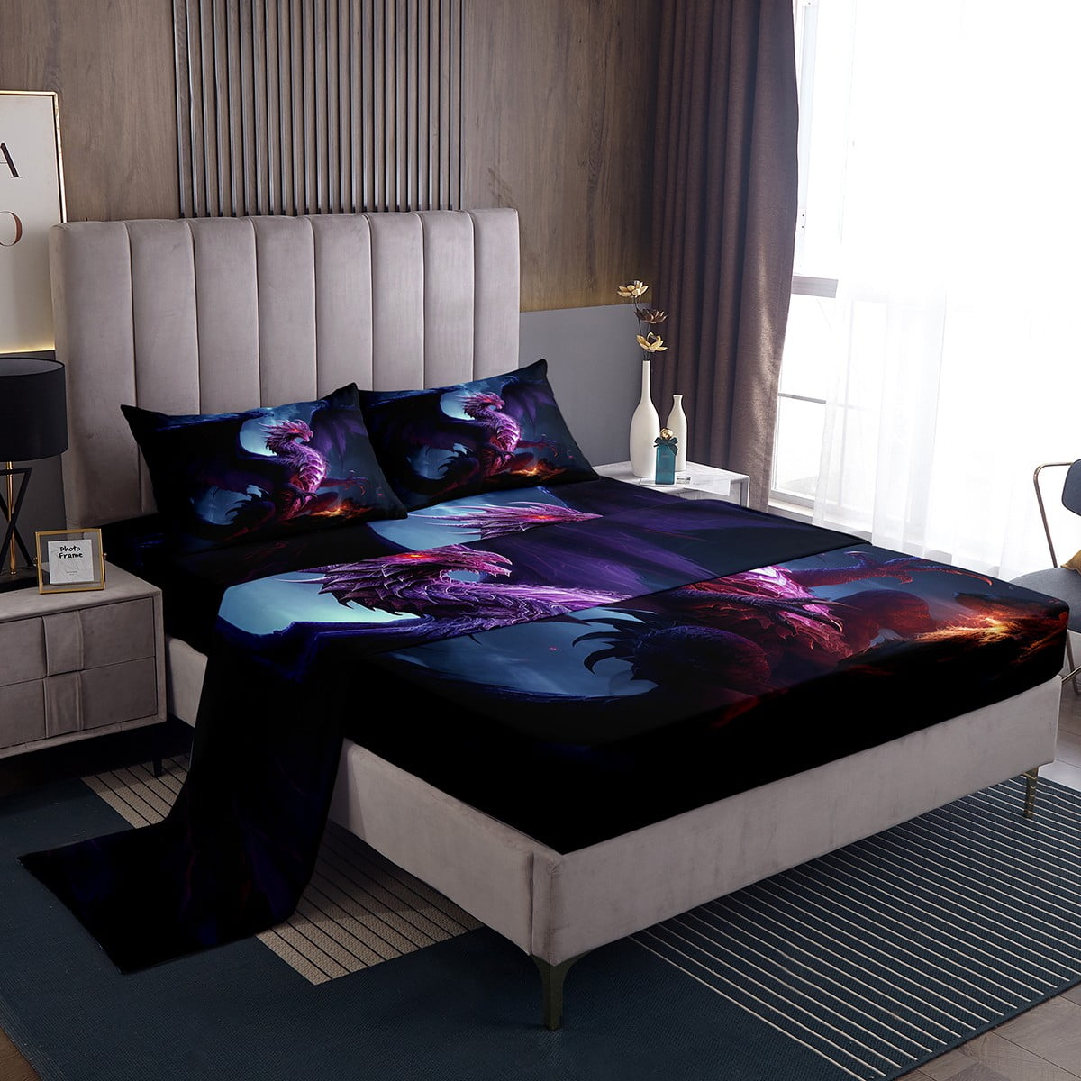 Purple Dragon Bed Sheets Full ,Gothic Sheet Set Dragon Room Decor ...