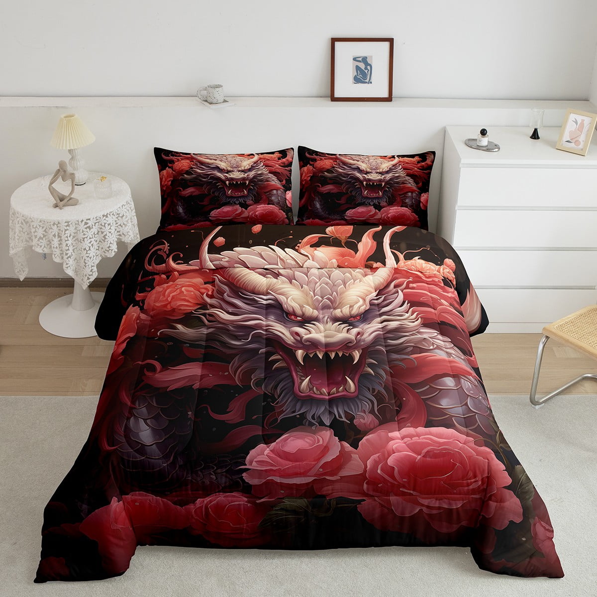 YST Purple Dragon Comforter Set Twin,Vintage Chinese Dragon Bedding Set ...