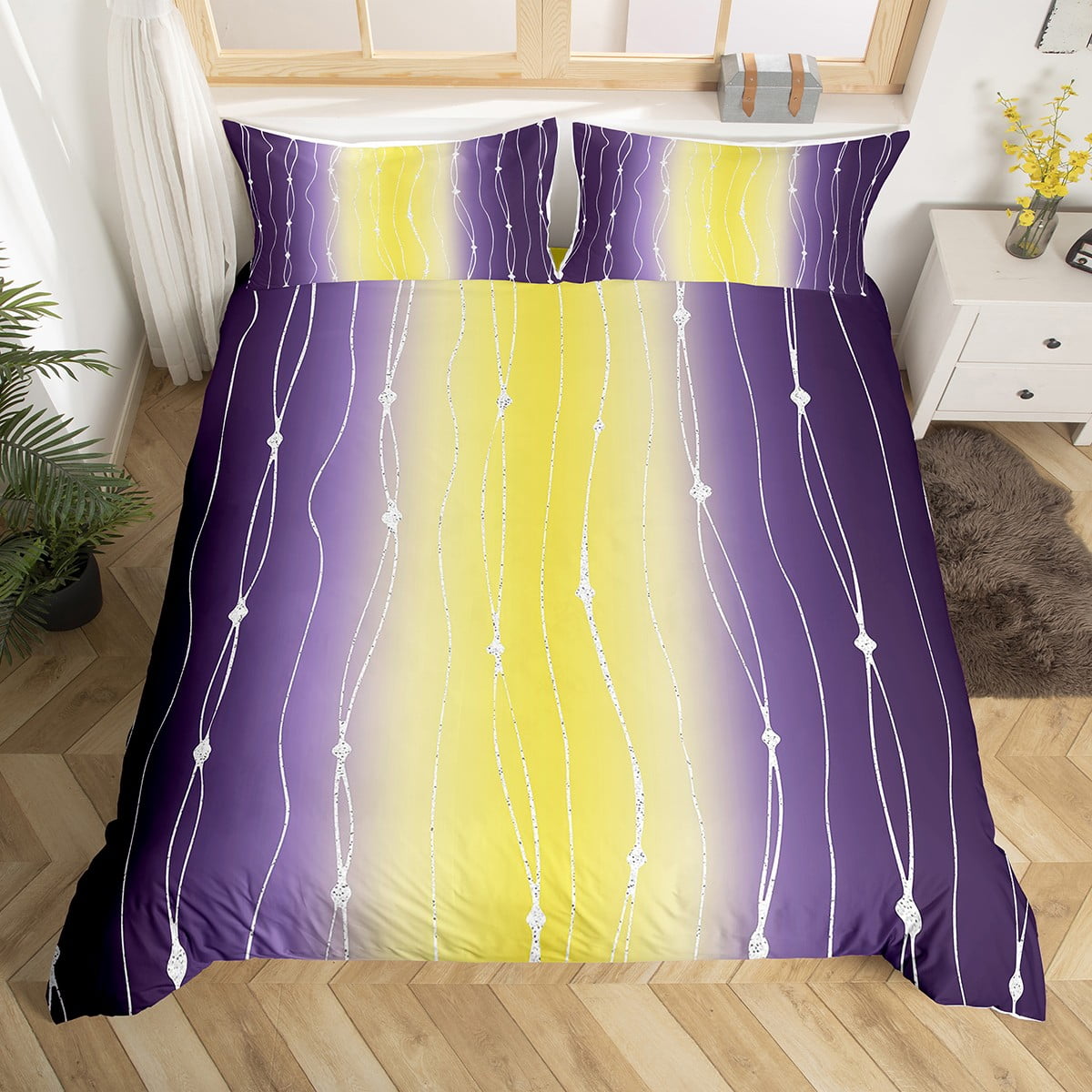Erosebridal Purple Gradient Bedding Sets Queen Yellow Watercolor ...