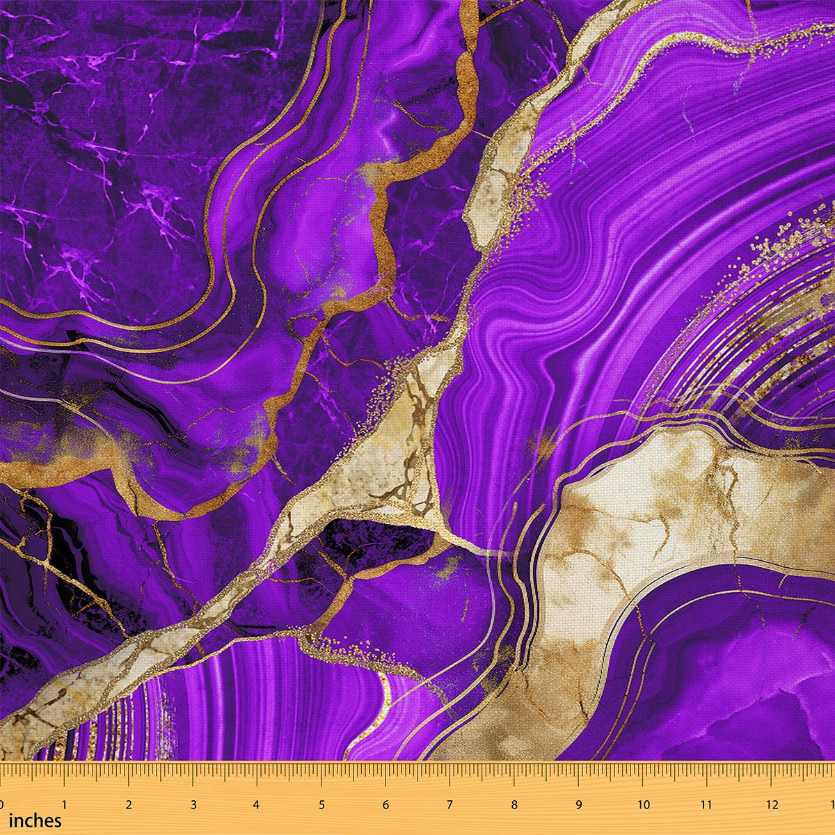 YST Purple Marble Fabric By The Yard, Gold Crack Upholstery Fabric For ...
