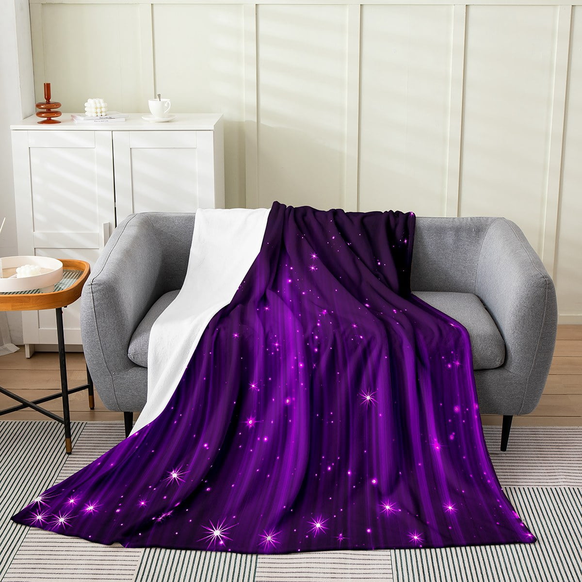 Purple Ombre Blanketr For Home Room Decor Many Stars Throw Blanket ...