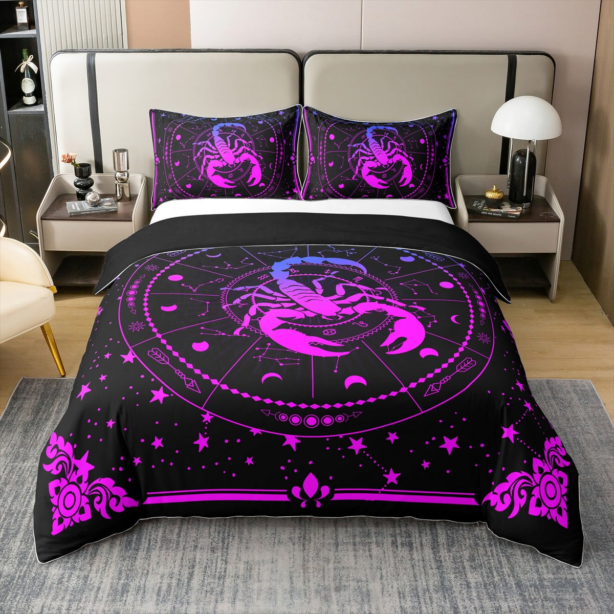 YST Purple Sun And Moon Queen Comforter Cover For Teenager Young,Ombre ...