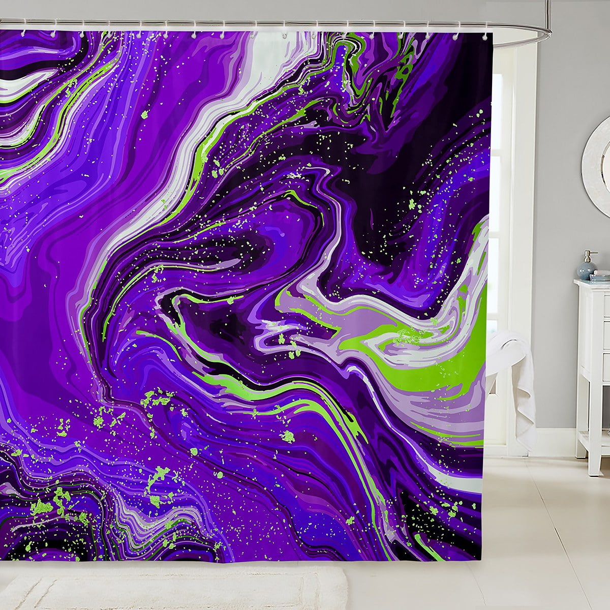 YST Purple Watercolor Waterproof Bathroom Curtain Aesthetic Tie Dye Bath Curtain, Marbling ...