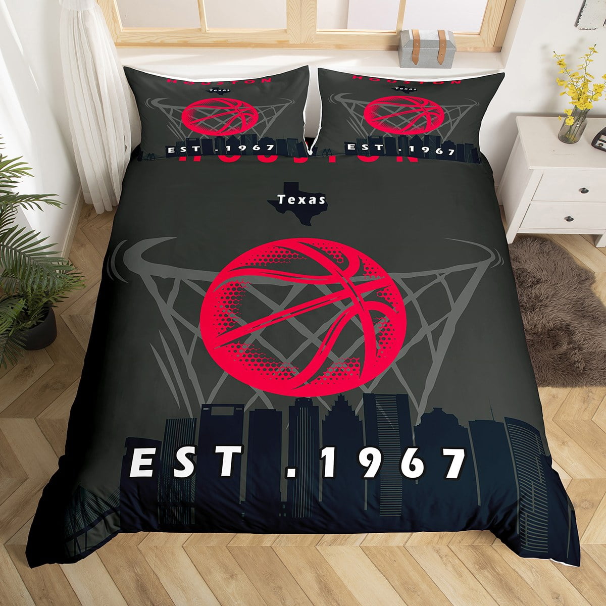 Erosebridal Queen Bedding Set,Basketball Team Duvet Cover,Basketball ...