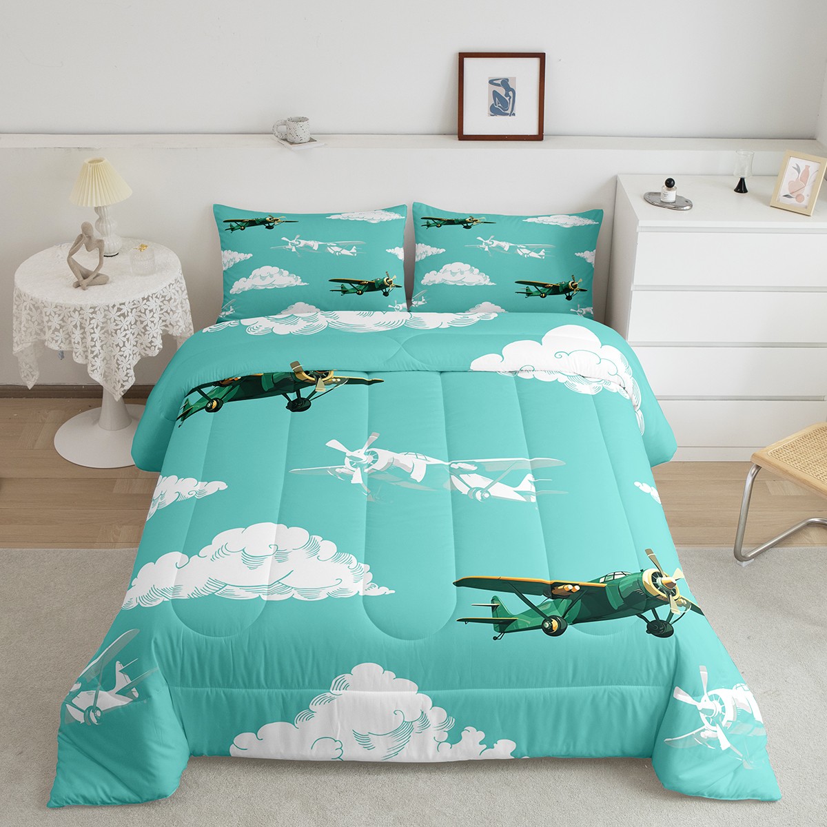 YST Queen Size Airplane Bedding Set for Boys Girls Kids,3D Aircraft ...