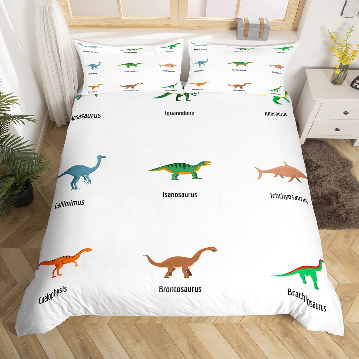 YST Queen Size Duvet Cover Dinosaur Bedding Set,Set of Ancient Dinosaur ...