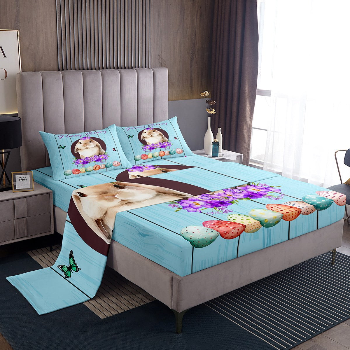 Erosebridal Queen Size Easter Bunny Bed Sheets Set Bedroom,Colorful ...