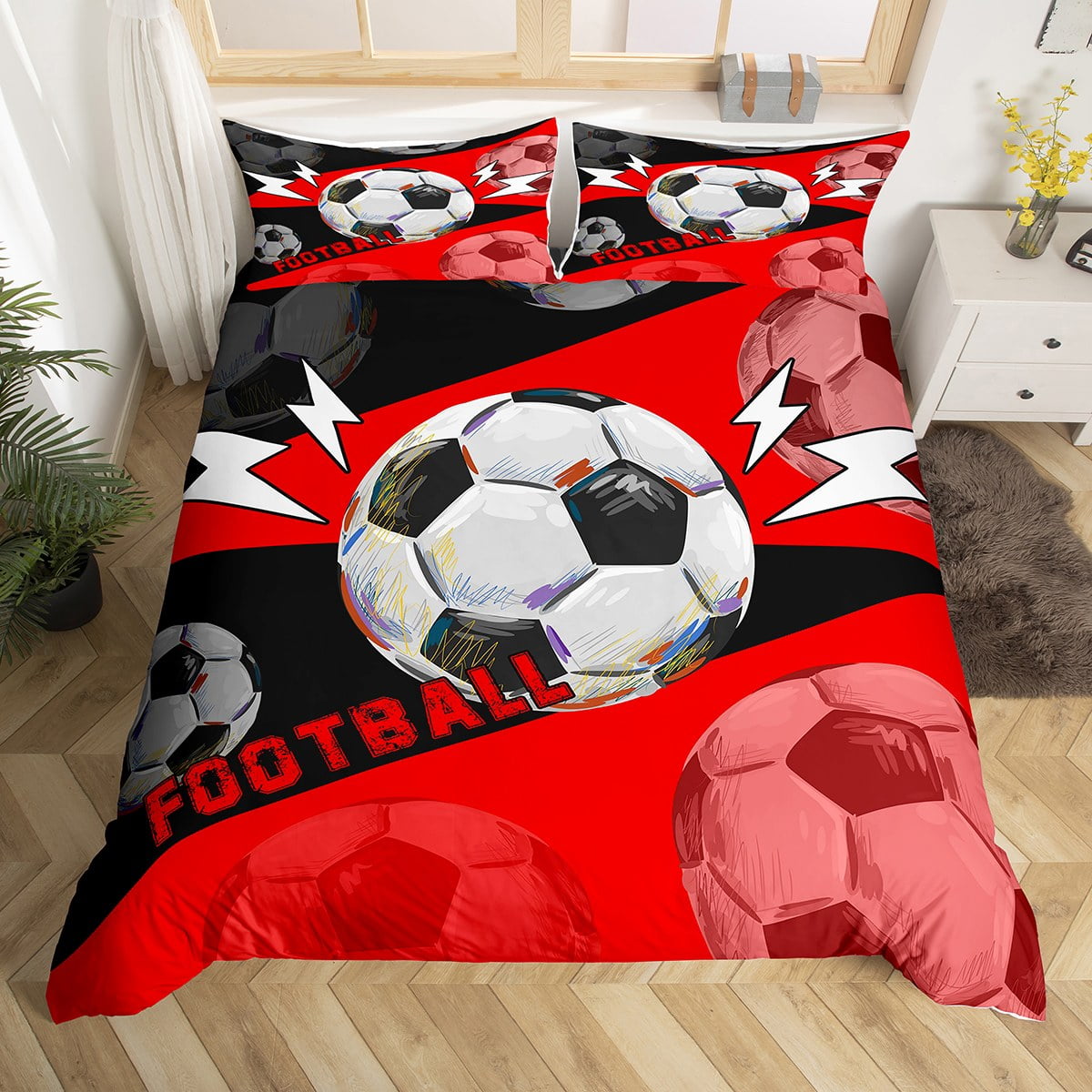 YST Queen Size Football Duvet Cover for Boys Kids Girls Football ...