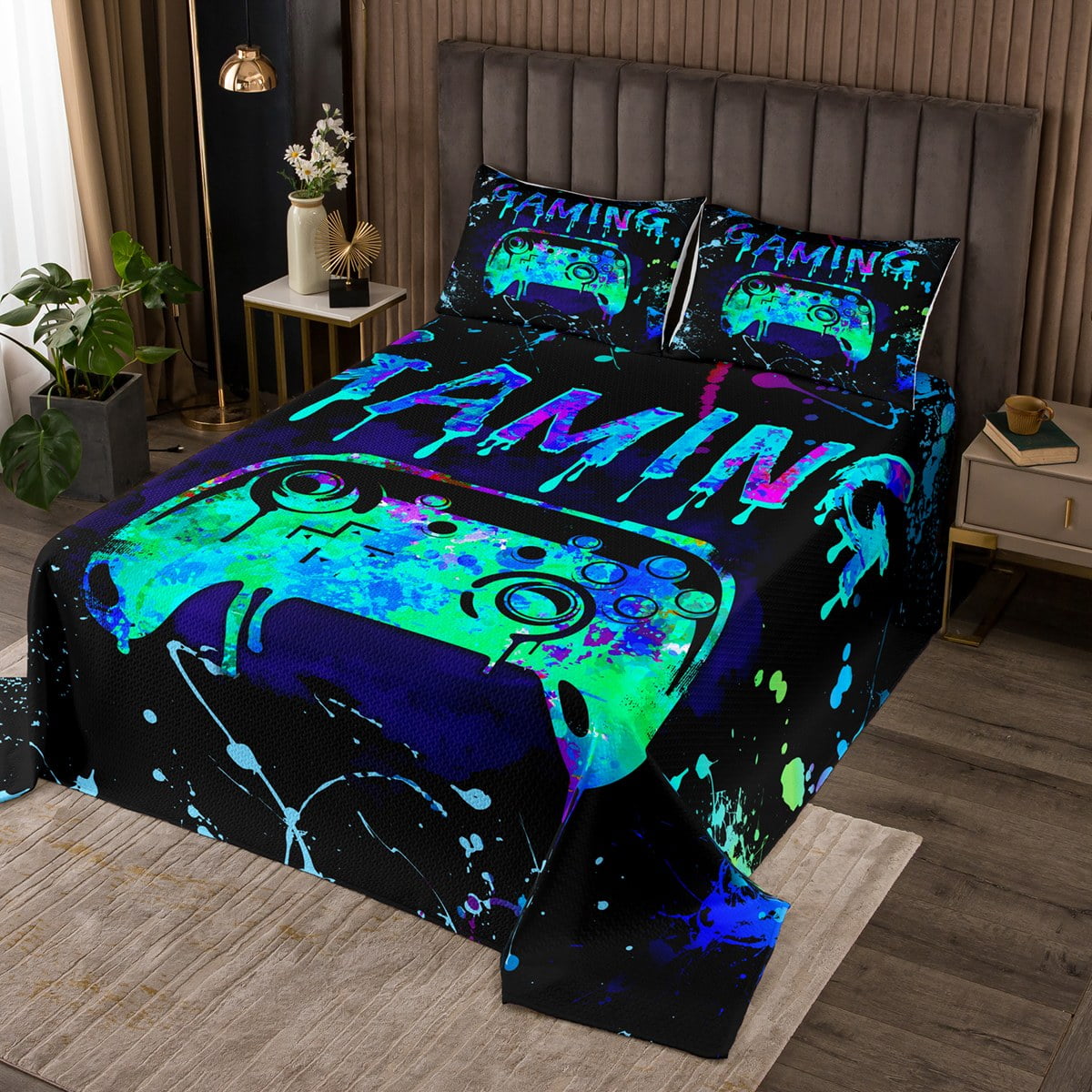 Erosebridal Queen Size Gamer Quilt Set,Gaming Bedspread Set Teens ...
