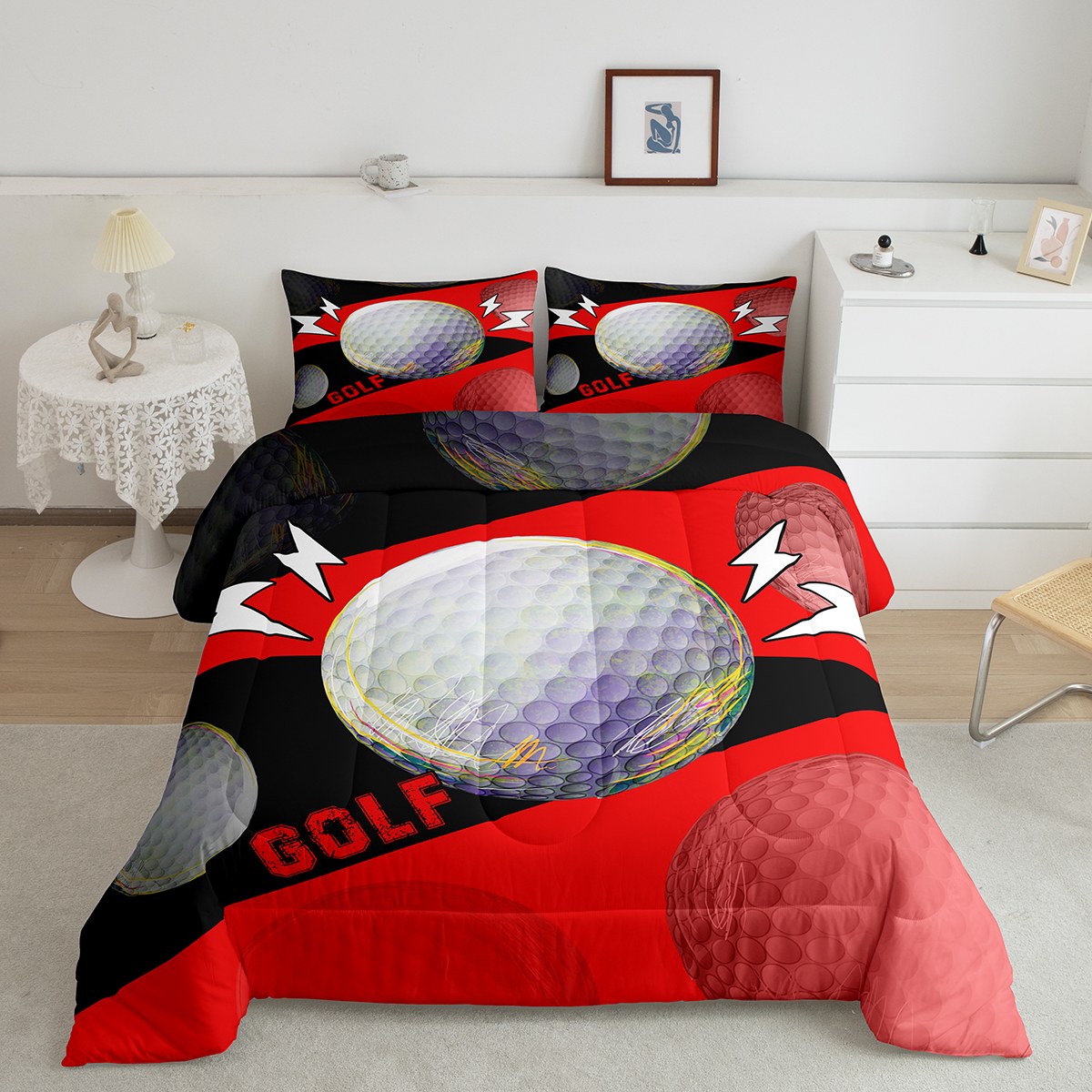 YST Queen Size Golf Comforter Sets for Boys Kids Girls Golf Bedding Set ...