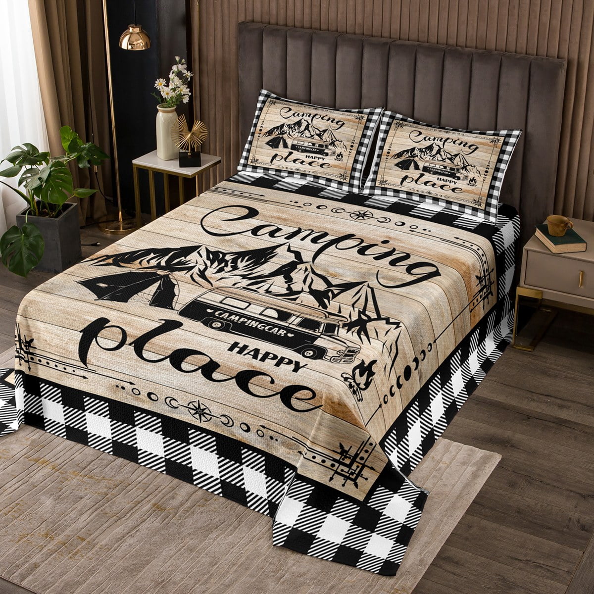 Erosebridal RV Camper Queen Bedspread Camping Coverlet Set,Geometric ...