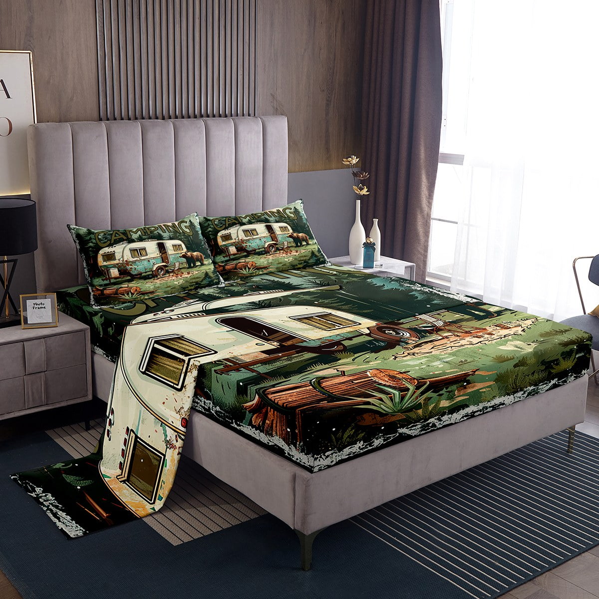 Erosebridal RV King Bed Sheets for Camper Bedding Set,Happy Camping ...