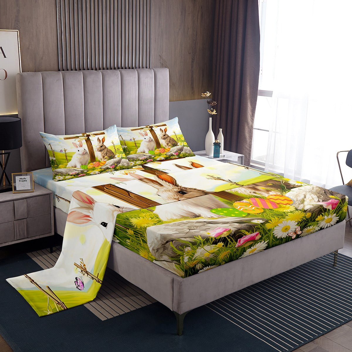 Rabbit Bed Sheets Set 3 Piece Cute Rabbit Sheet Set Twin Size Easter ...