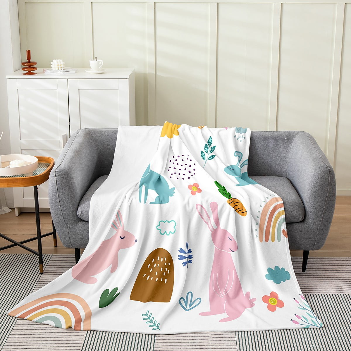 YST Rabbit Throw Blanket Cute Rabbits Fleece Blanket for Kids Bunny ...