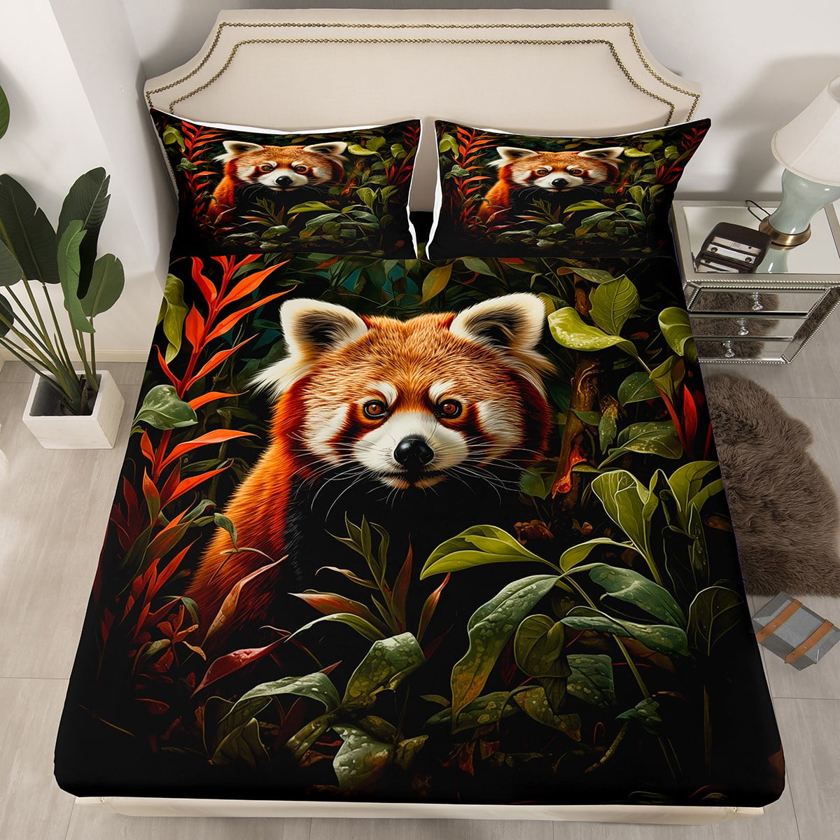 YST Raccoon Painting Fitted Sheet Cute Raccoon Sheets For Boys Girls ...