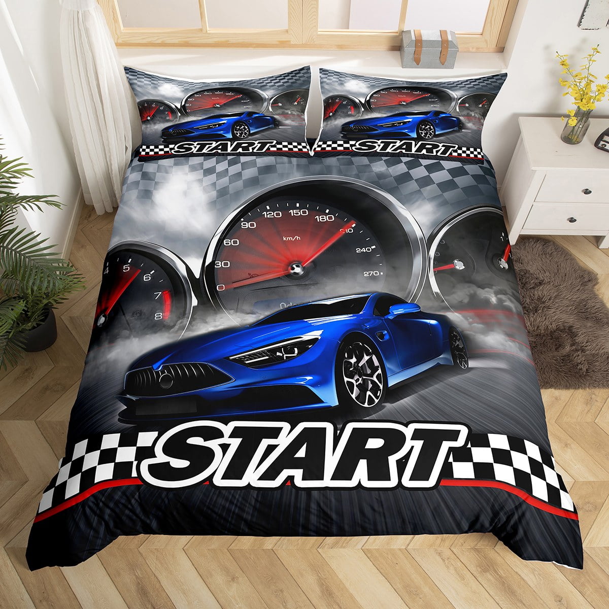 YST Race Car Bedding Set for Boys Kids Cool Sports Car Bedding Twin ...