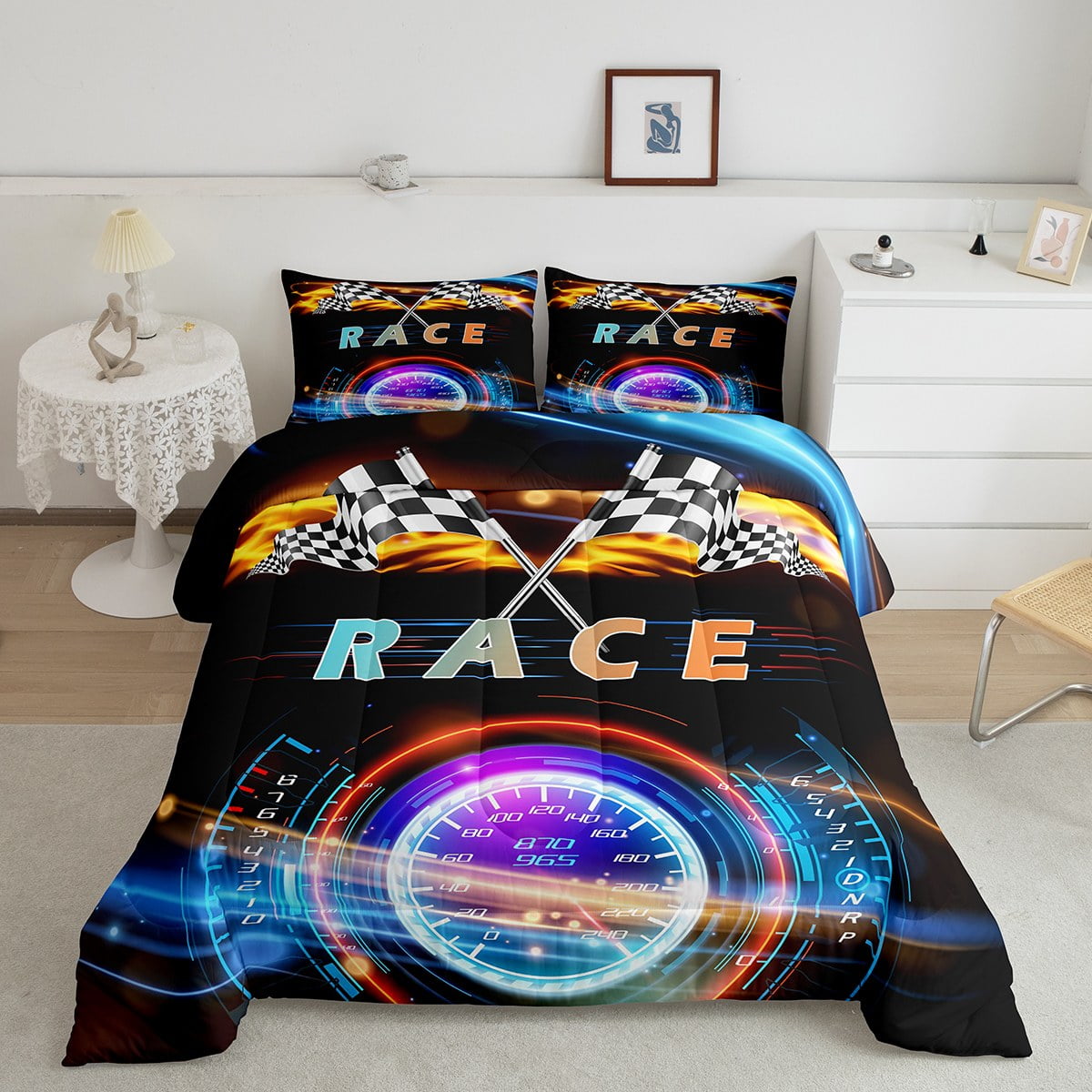 Race Car Bedding Set Twin Men Sports Car Comforter Set,Cool Speed ...