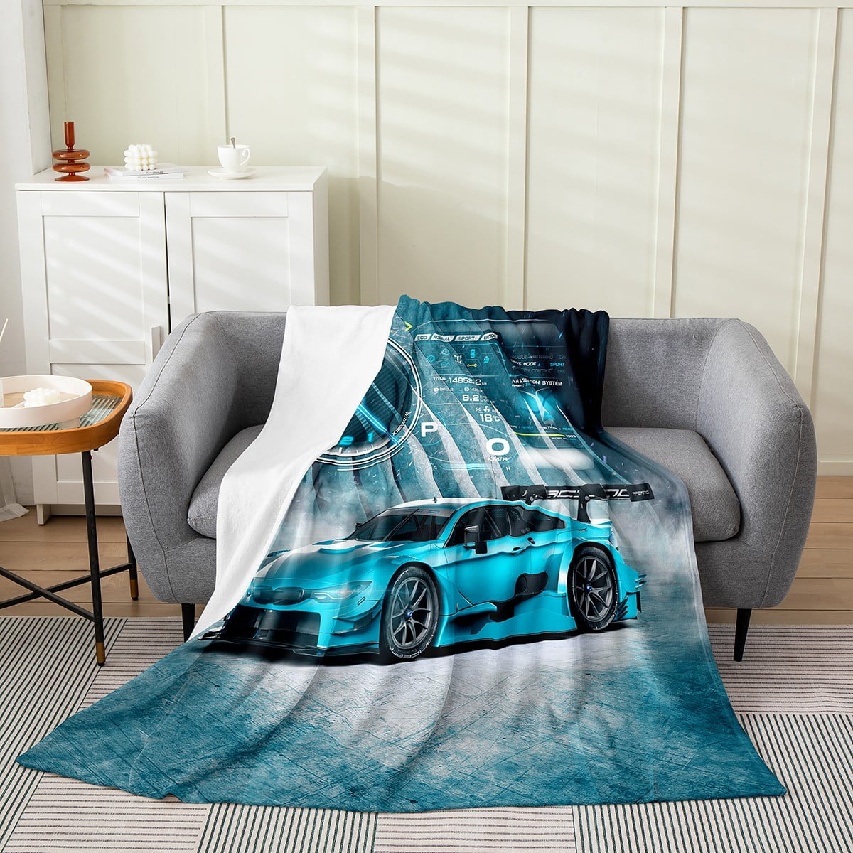Erosebridal Race Car Blanket Queen 90x90,Race Car Fleece Blanket Sports ...