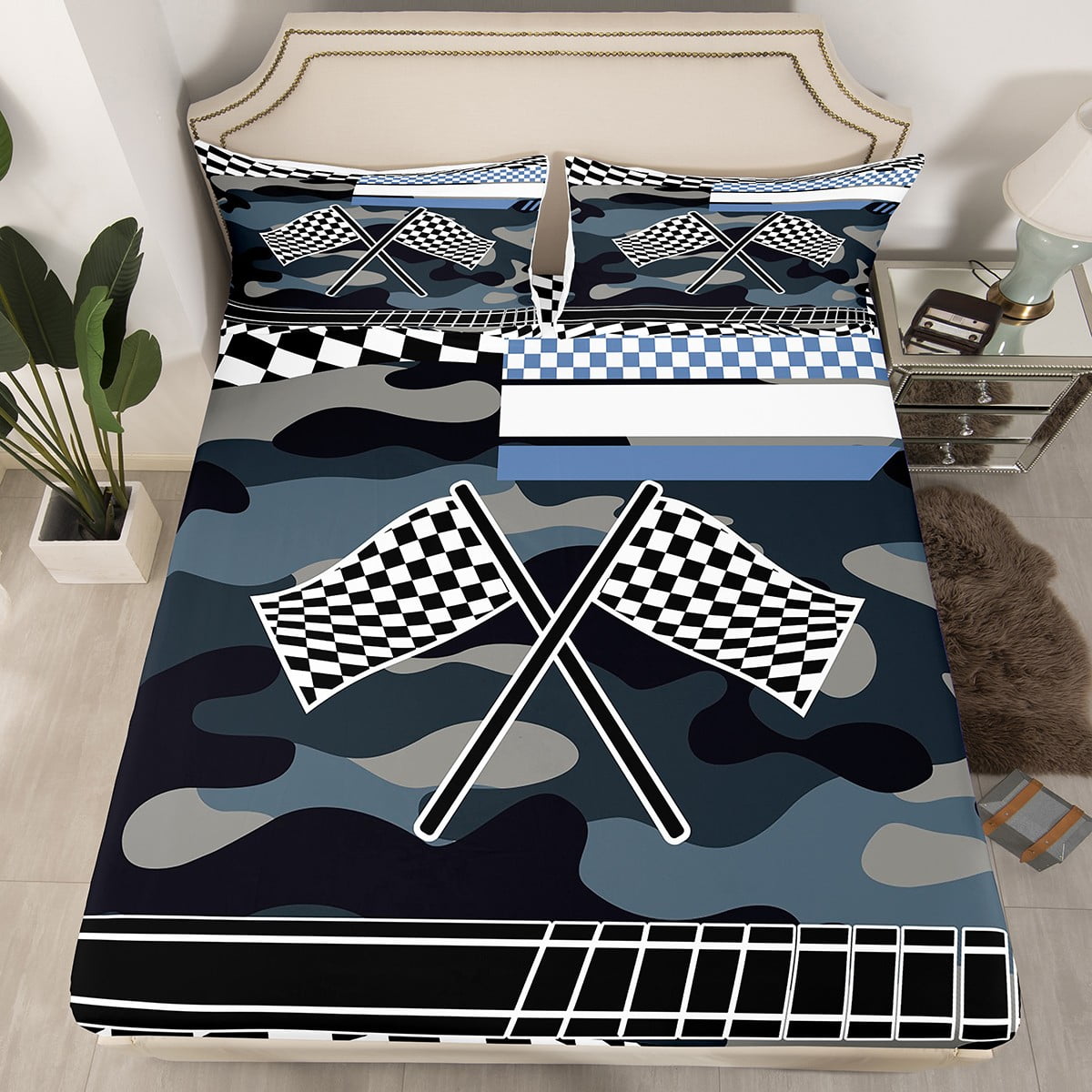 YST Race Car Fitted Sheet Twin Size For Boys Kids Teens, Racing Car ...