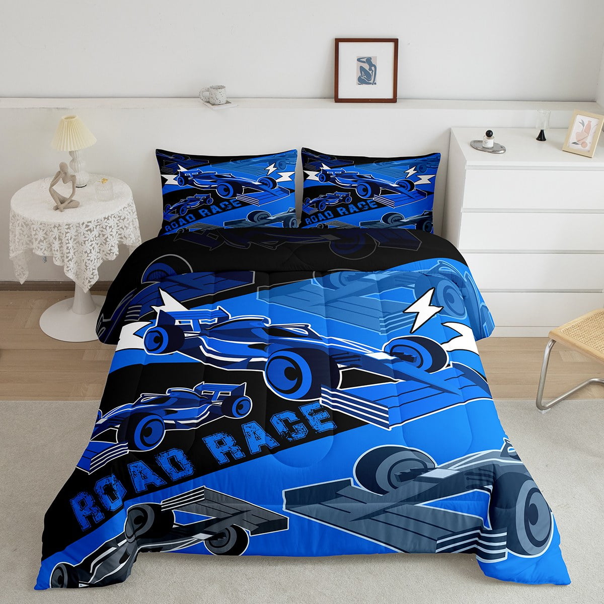 YST Race Car Full Size Bedding Set for Boys Sports Car Comforter Set ...